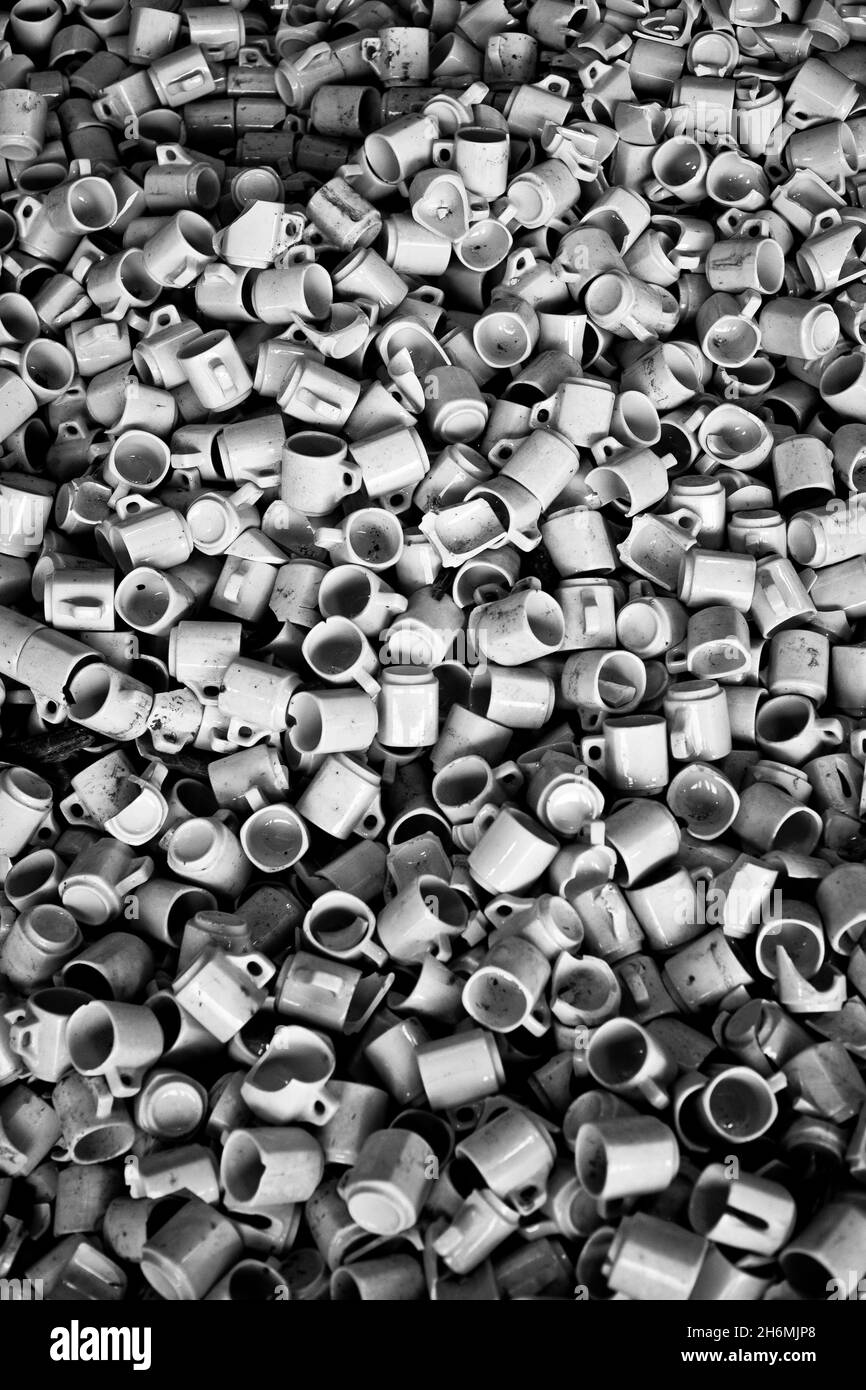 cups of coffee broken B/W Stock Photo - Alamy