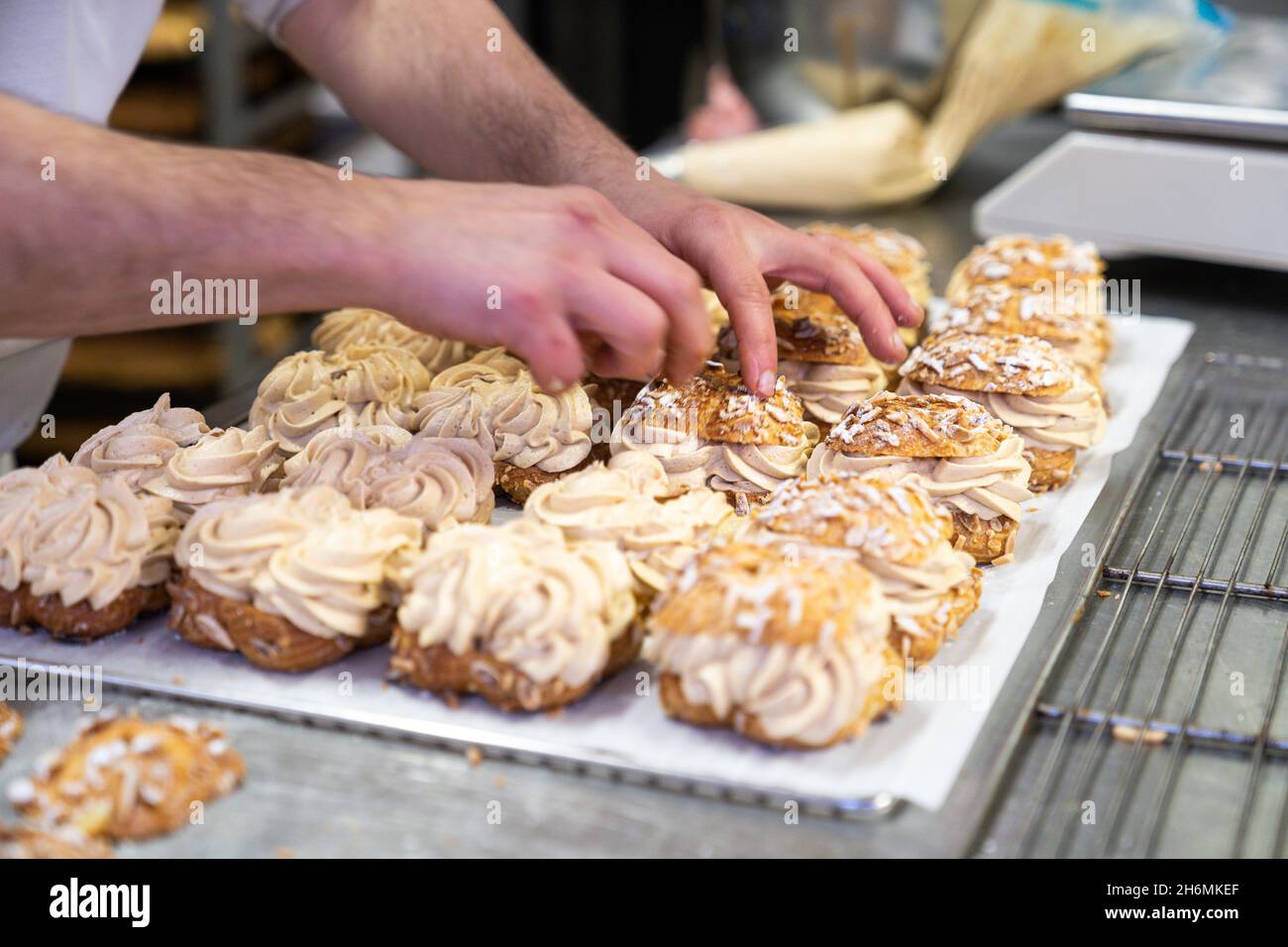 Traditional French bakery making confections and pastries Stock Photo ...