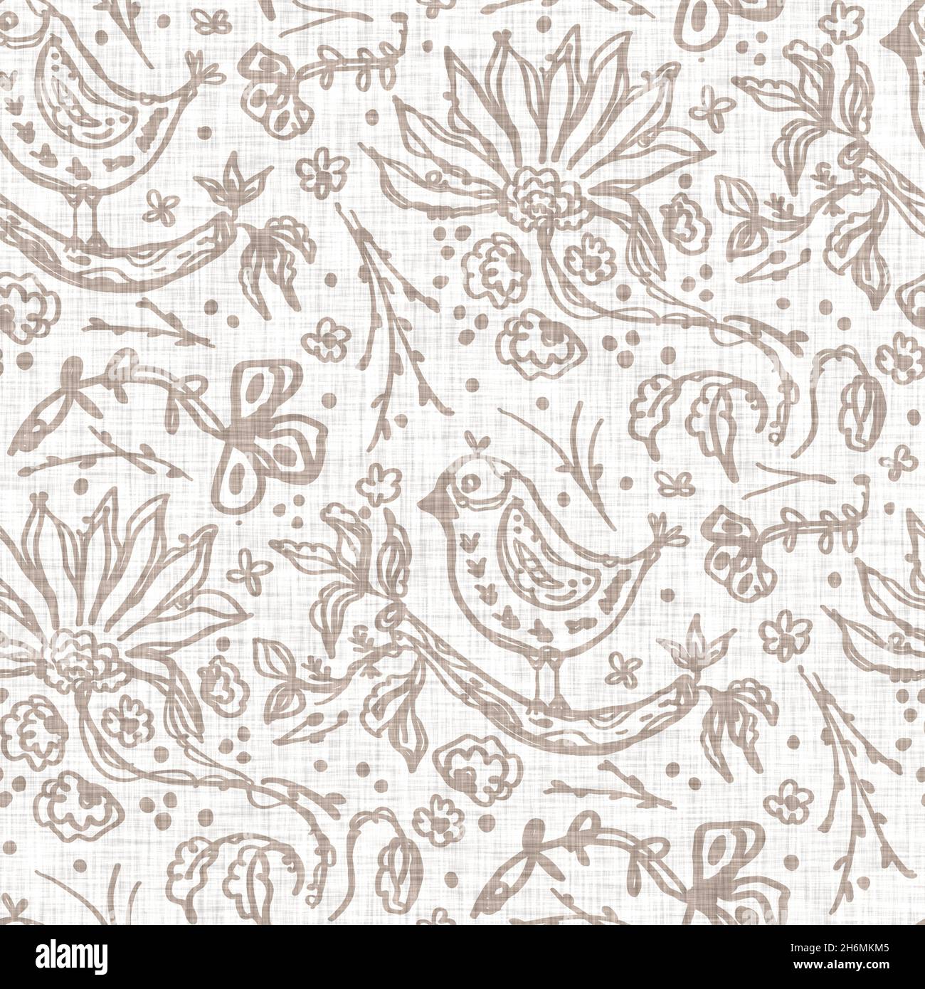 Seamless minimalist doodle flower pattern background. Calm two tone ...