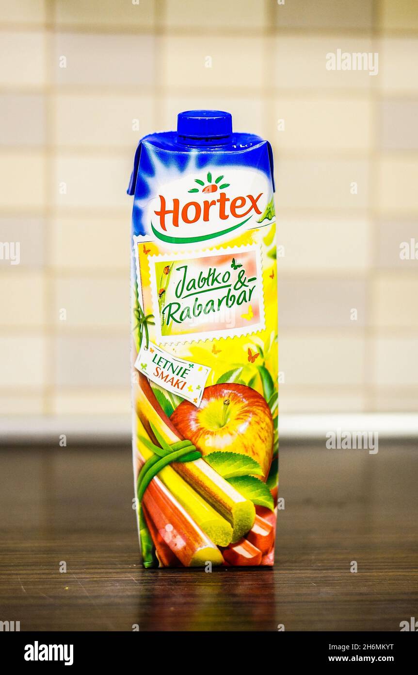 POZNAN, POLAND - Oct 25, 2016: A vertical shot of Polish Hortex brand ...