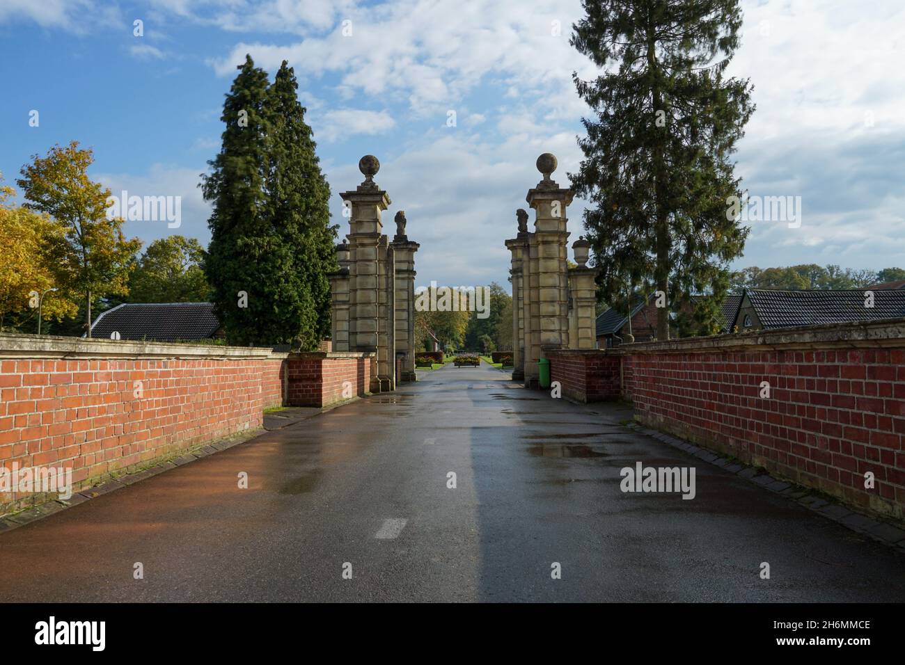 Route to historical Castle Museum Lembeck in Dorsten, Germany on a ...