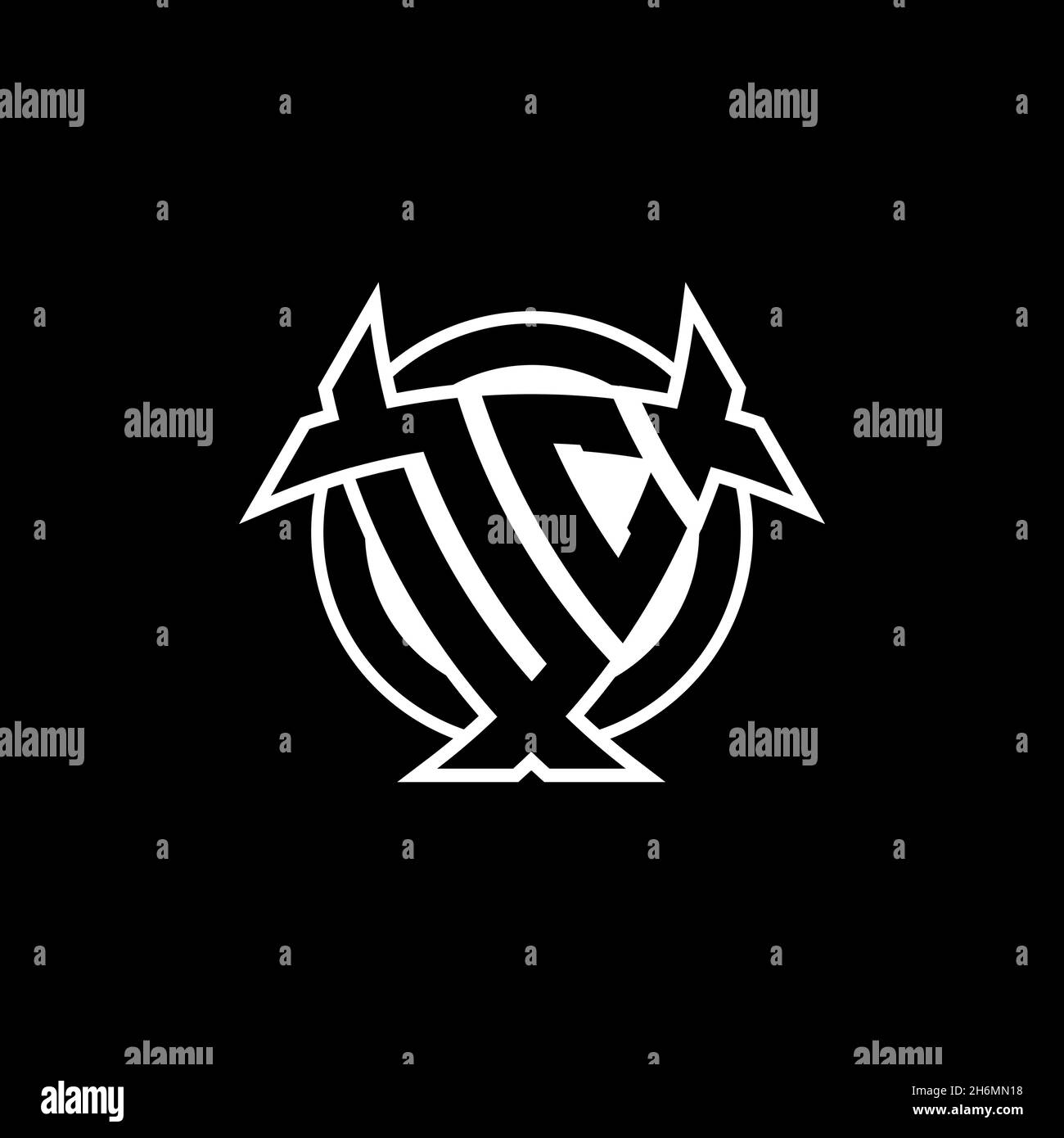 DC Monogram logo letter with triangle shield and circle shape style ...