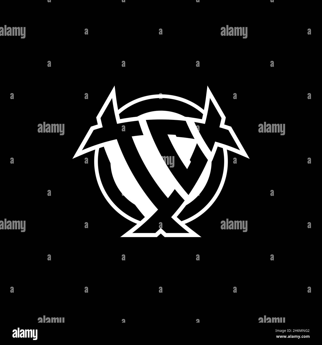 IC Monogram logo letter with triangle shield and circle shape style design on isolated ...