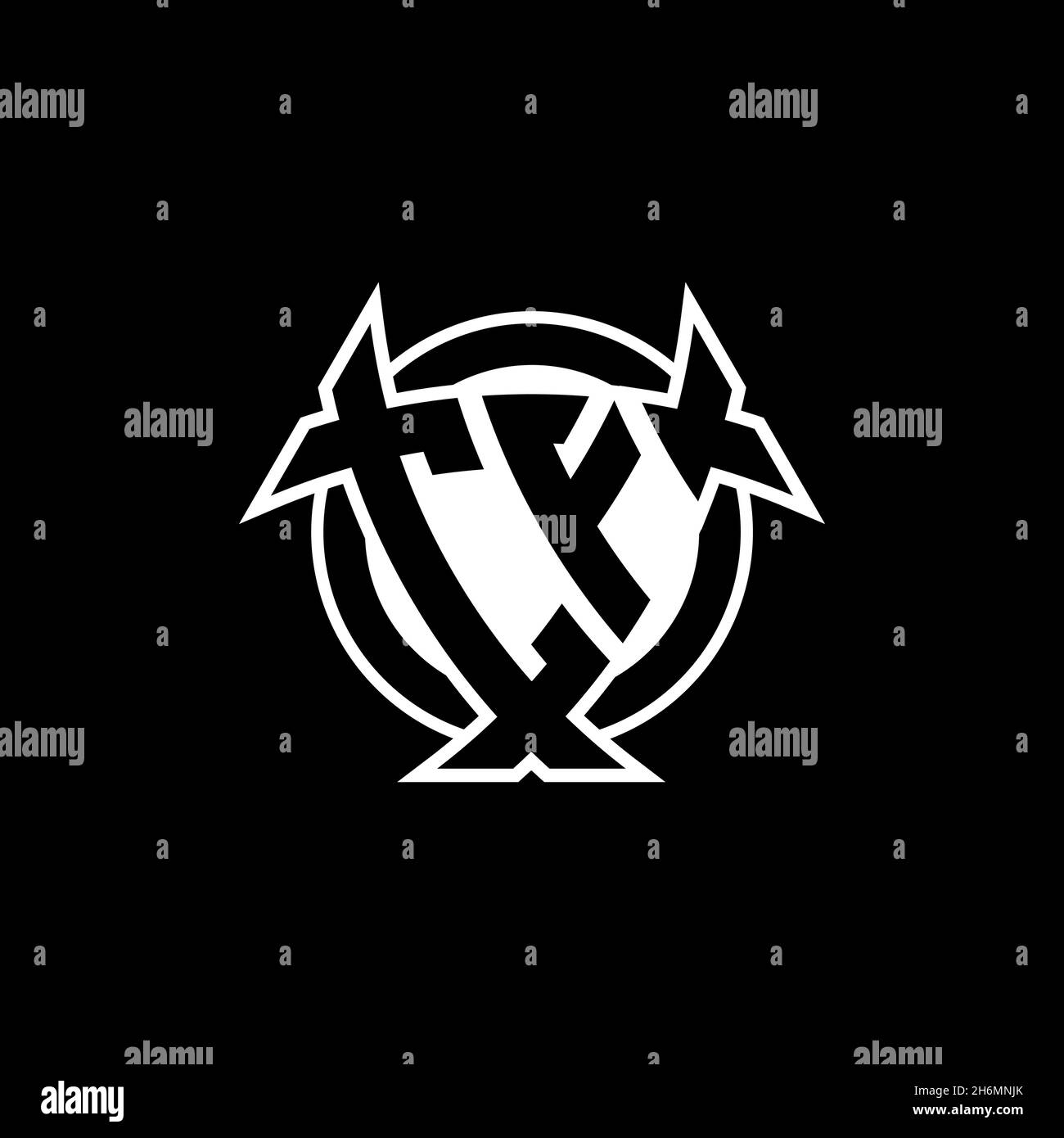 CF Monogram logo letter with triangle shield and circle shape style ...