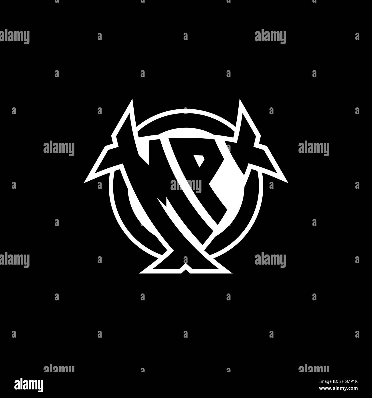 Mp Monogram Logo Letter With Triangle Shield And Circle Shape Style