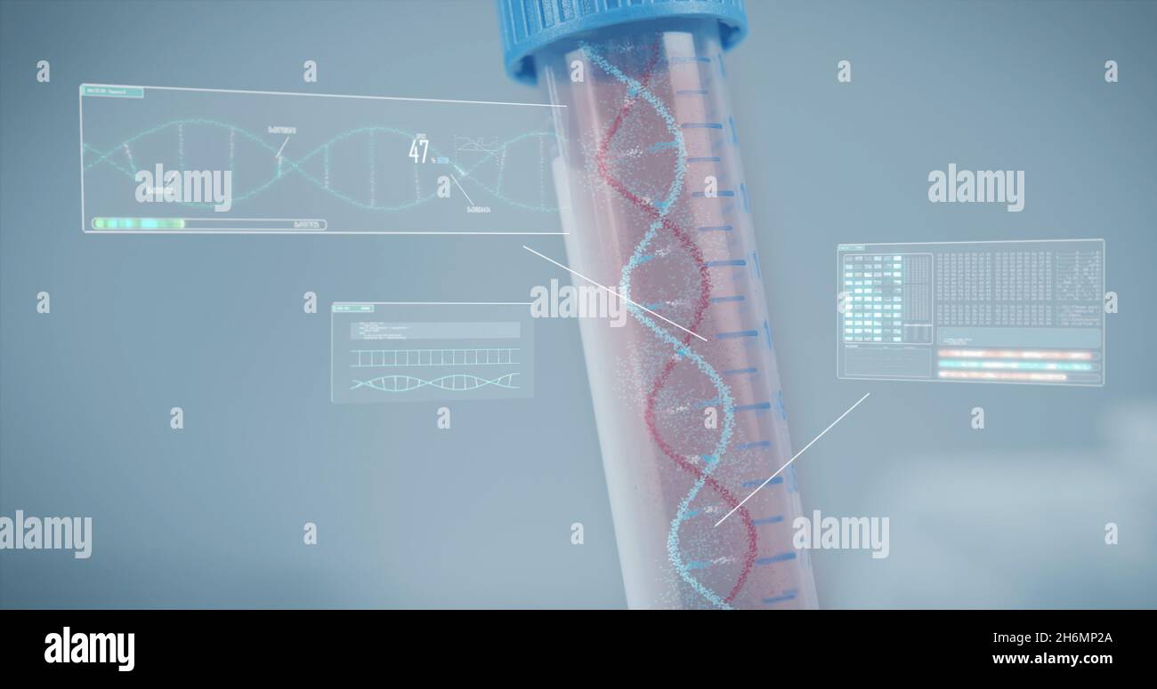 Plastic tube of blood with a DNA helix design Stock Photo - Alamy