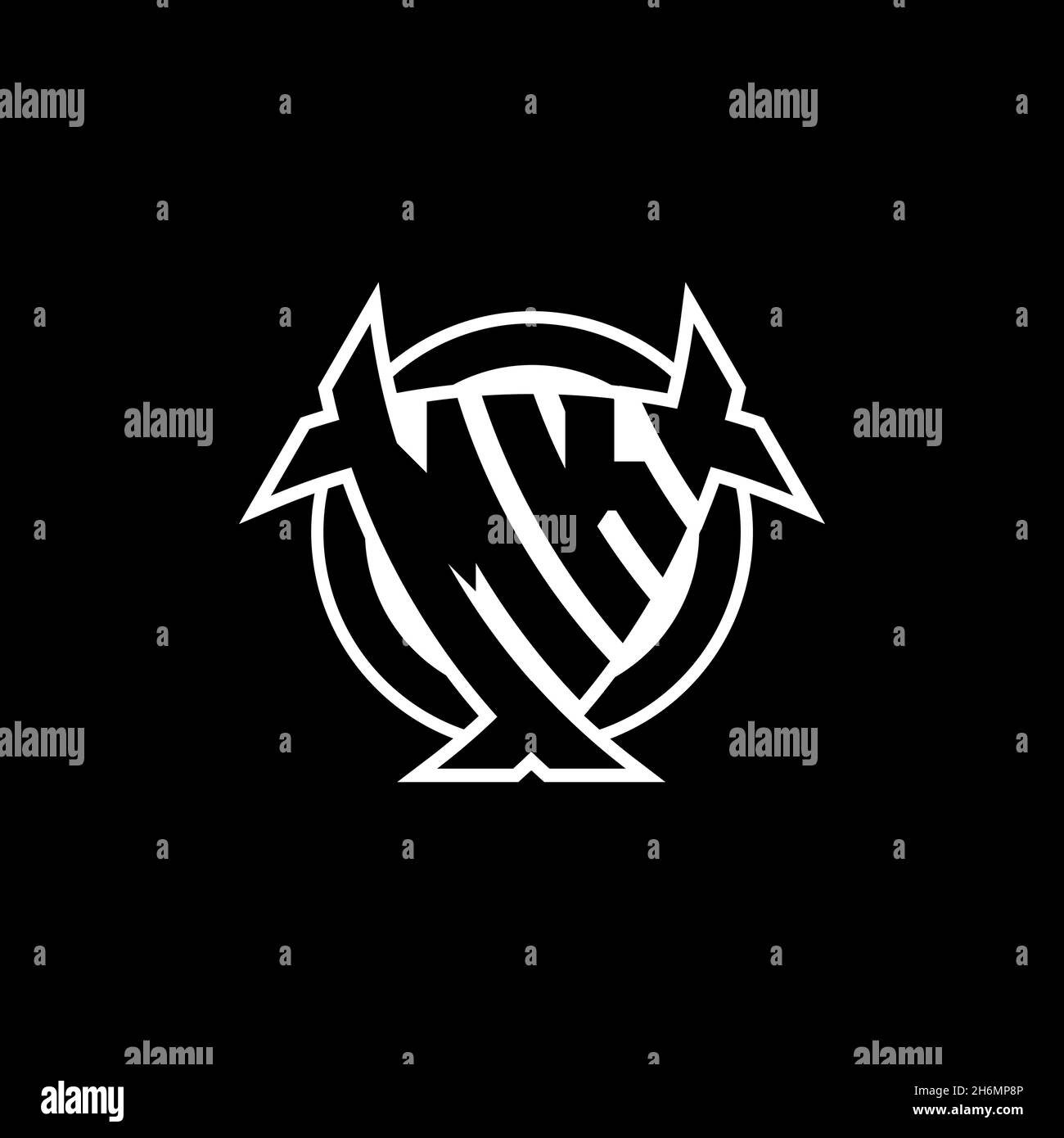 MK Monogram logo letter with triangle shield and circle shape style ...