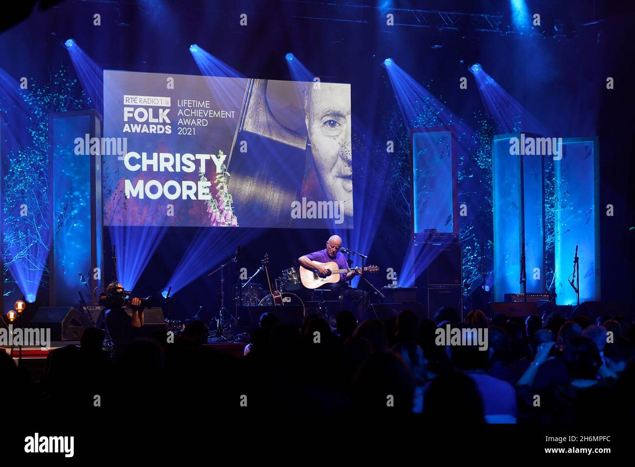 Christy Moore performs at the RTE Radio 1 Folk Awards at Vicar Street ...