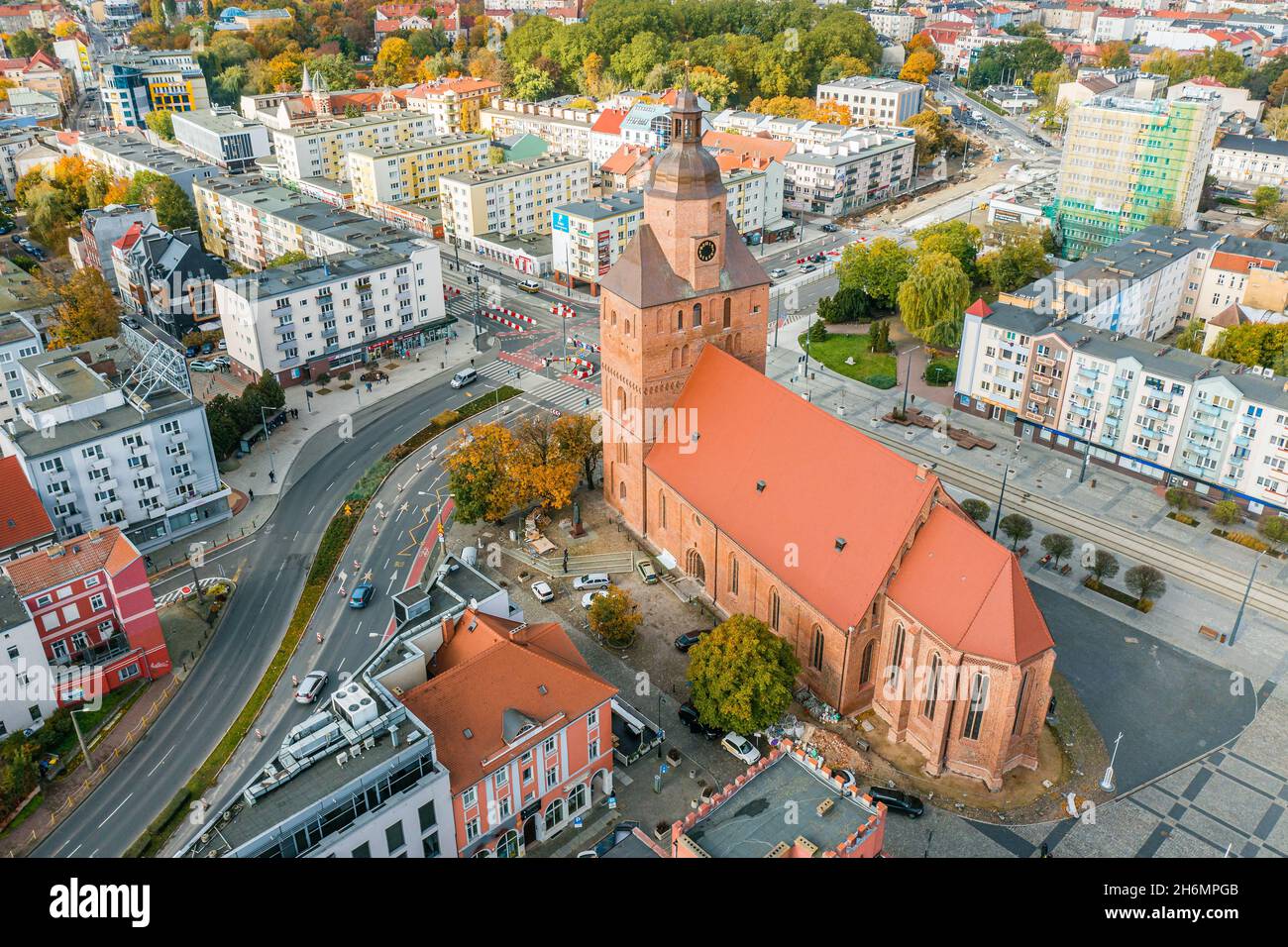 Aerial view of center of the Gorzow Wielkopolski city, Poland Stock ...