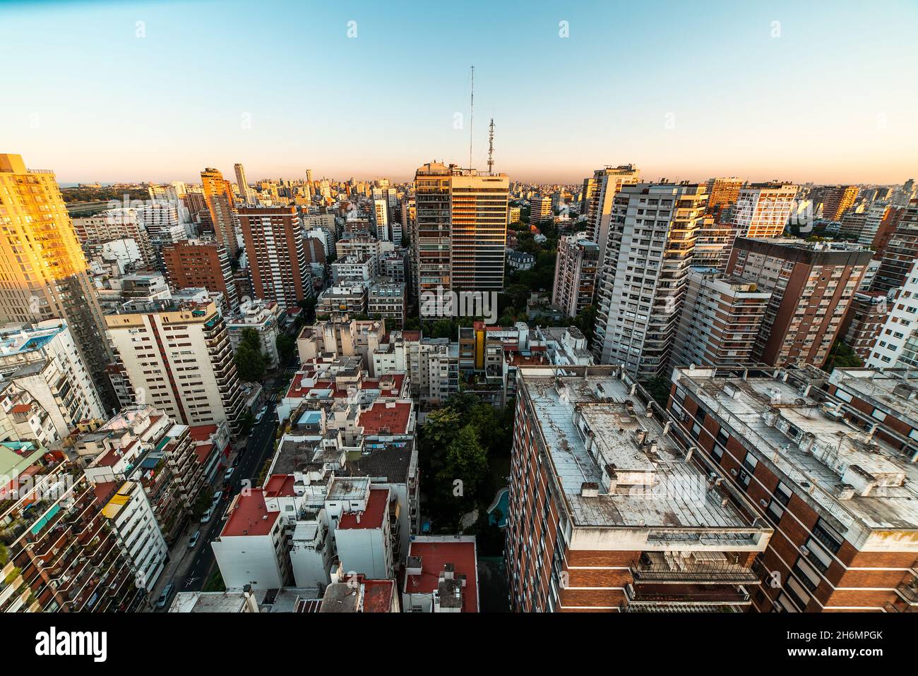 Aerial view of crowded cityscape with high rise buildings Stock Photo ...