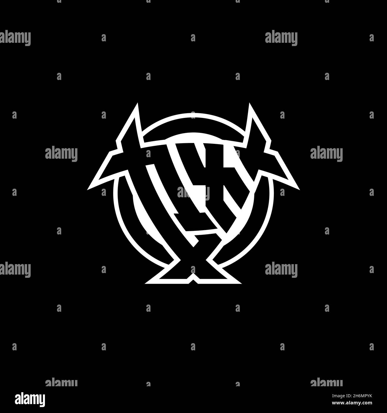 QX Monogram logo letter with triangle shield and circle shape style ...