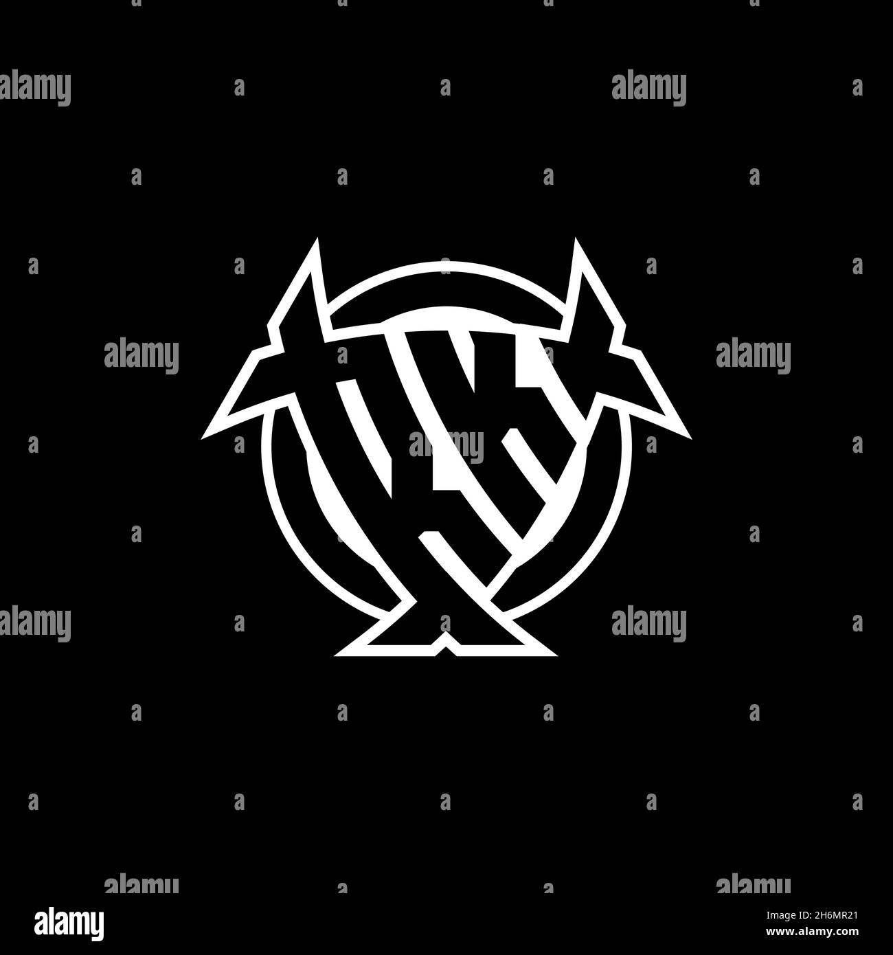 RK Monogram logo letter with triangle shield and circle shape style ...