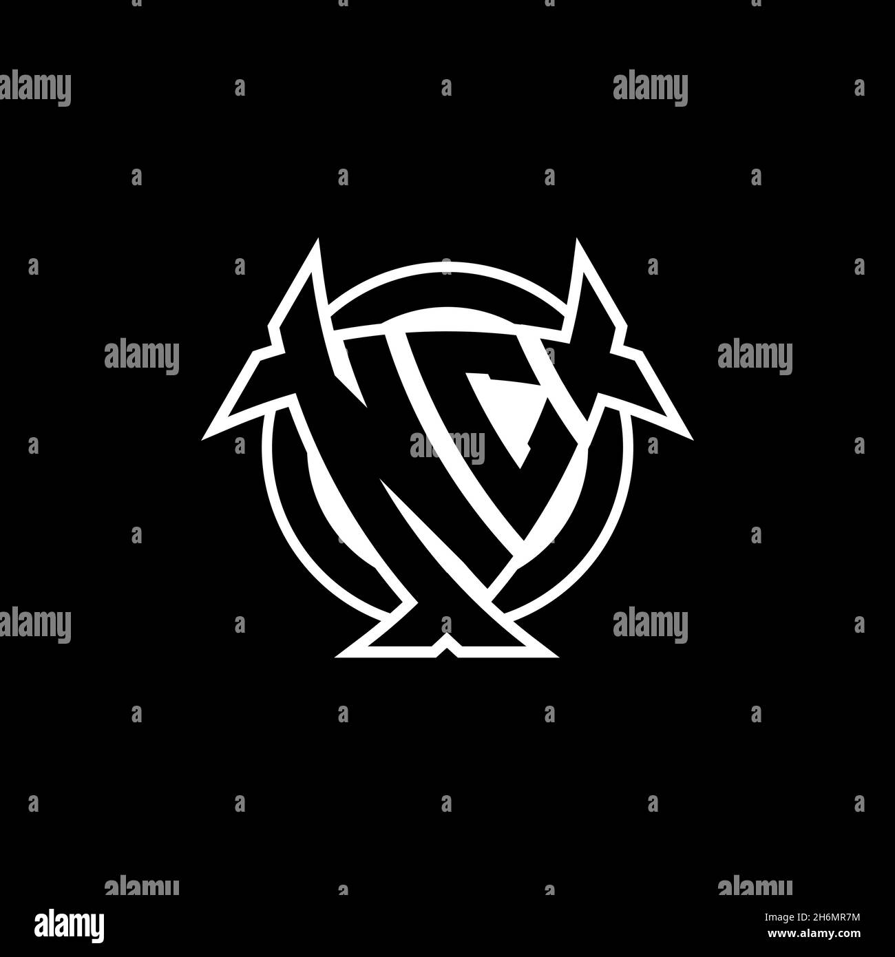 NC Monogram logo letter with triangle shield and circle shape style ...