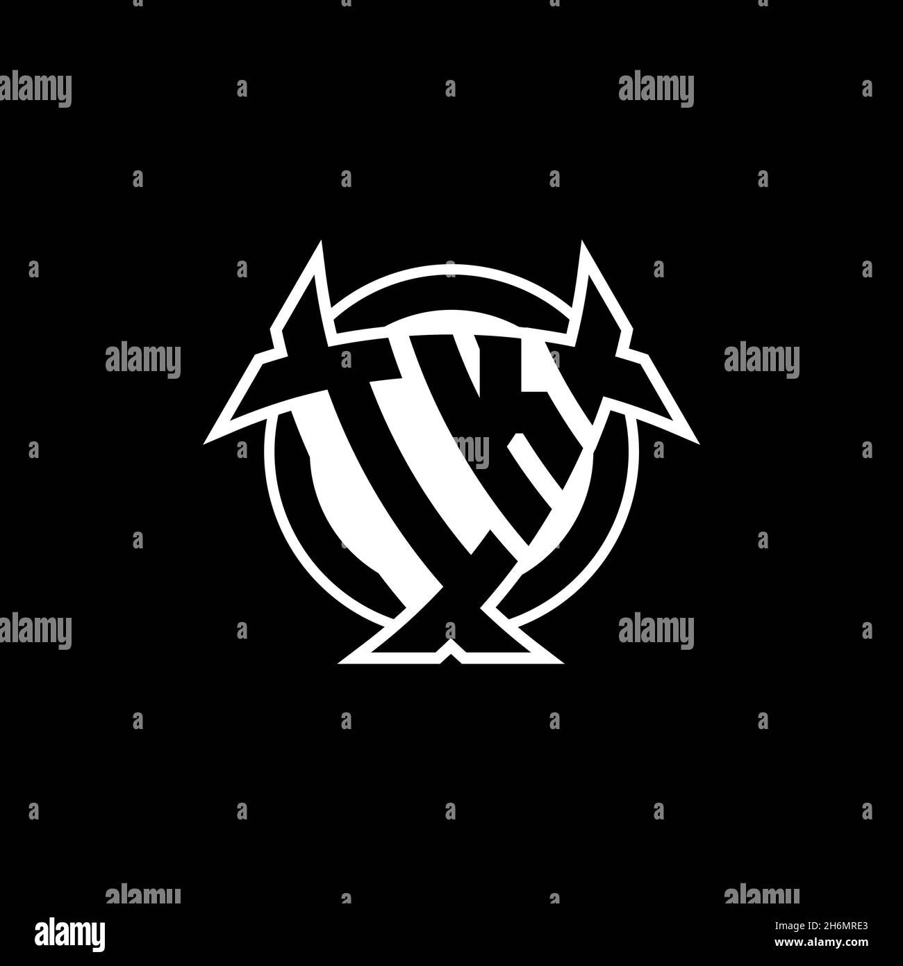 IK Monogram logo letter with triangle shield and circle shape style ...