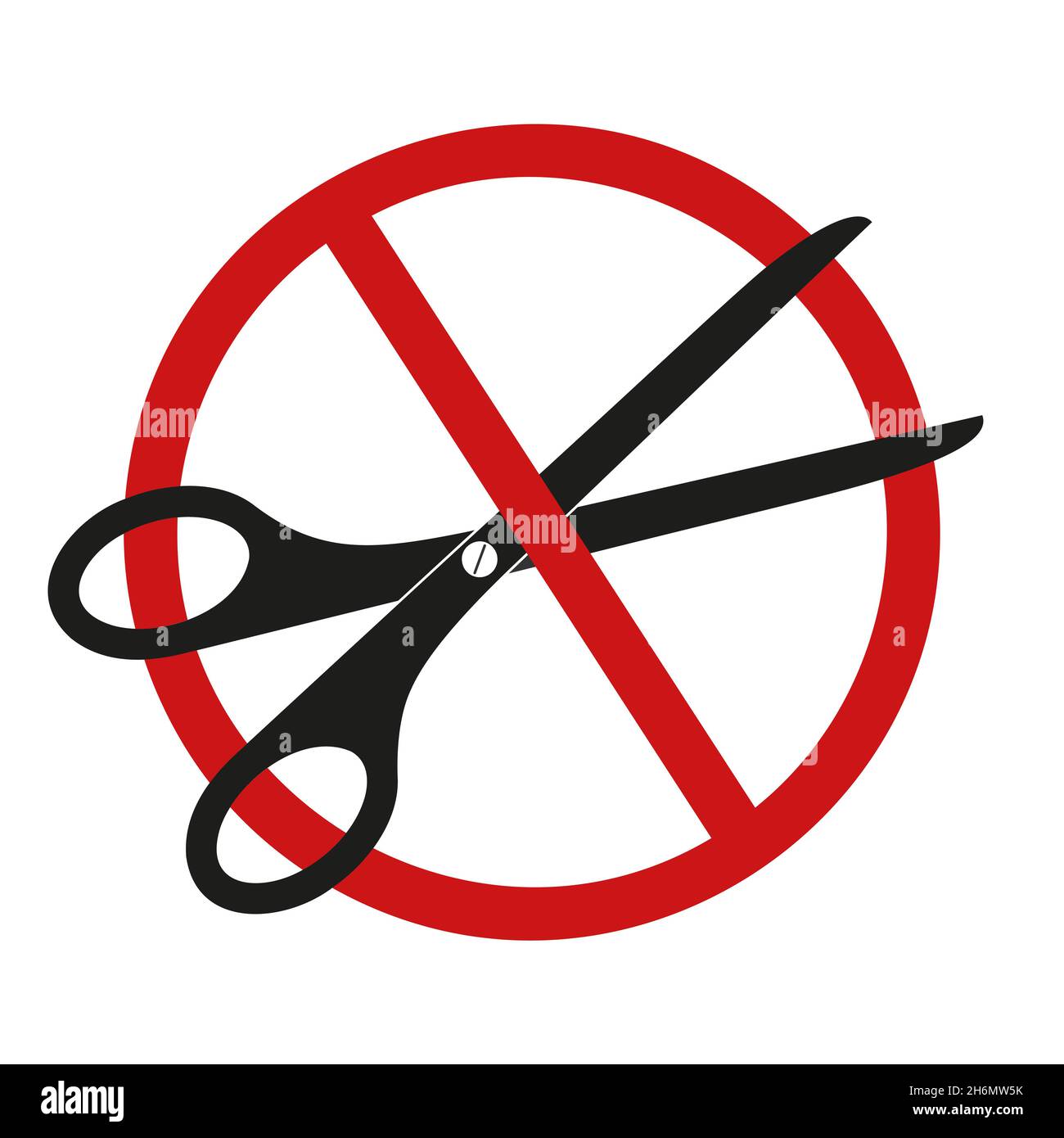 Scissors with red forbidden sign. Do not cut prohibition icon. Stop ...
