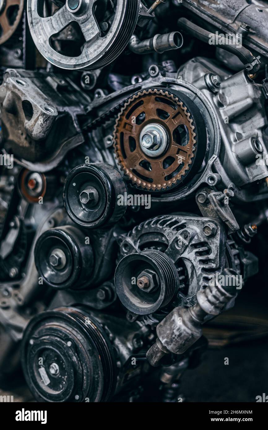 Part of car engine, details, macro photo Stock Photo - Alamy