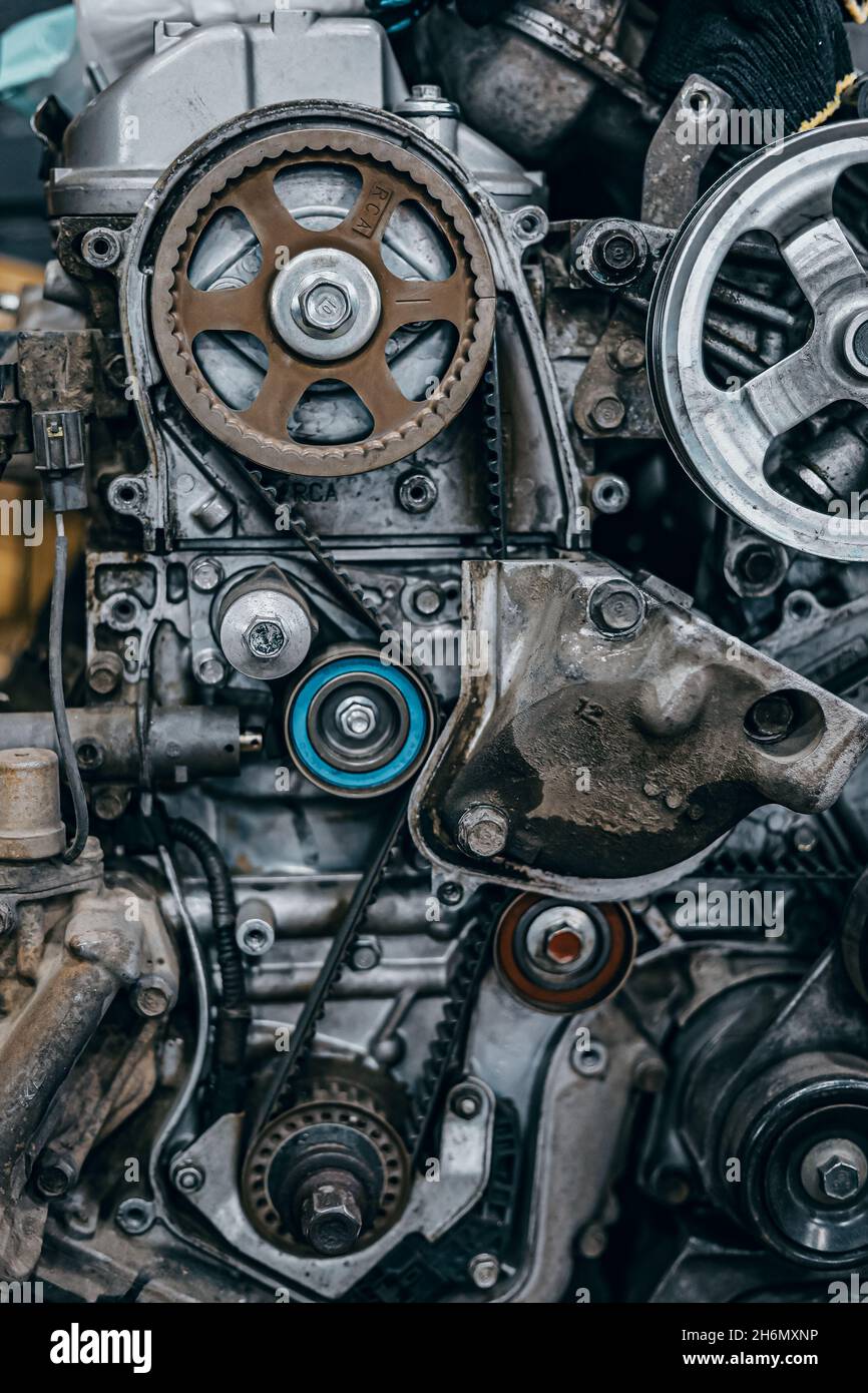 Part of car engine, details, macro photo Stock Photo - Alamy