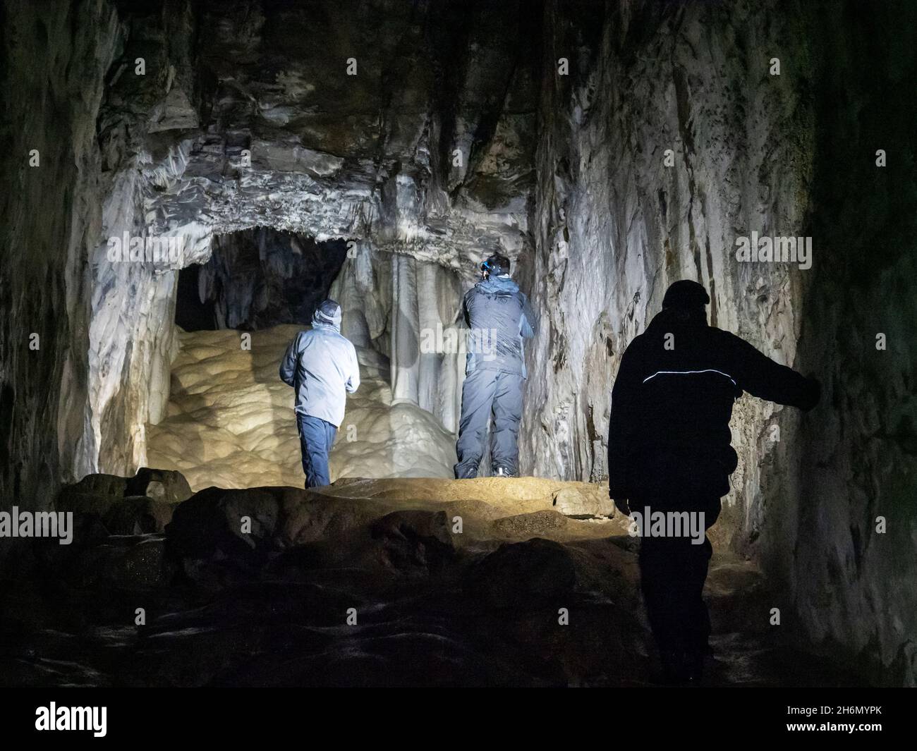 Exploring the Spar Cave near Elgol, Isle of Skye, Scotland, UK Stock ...