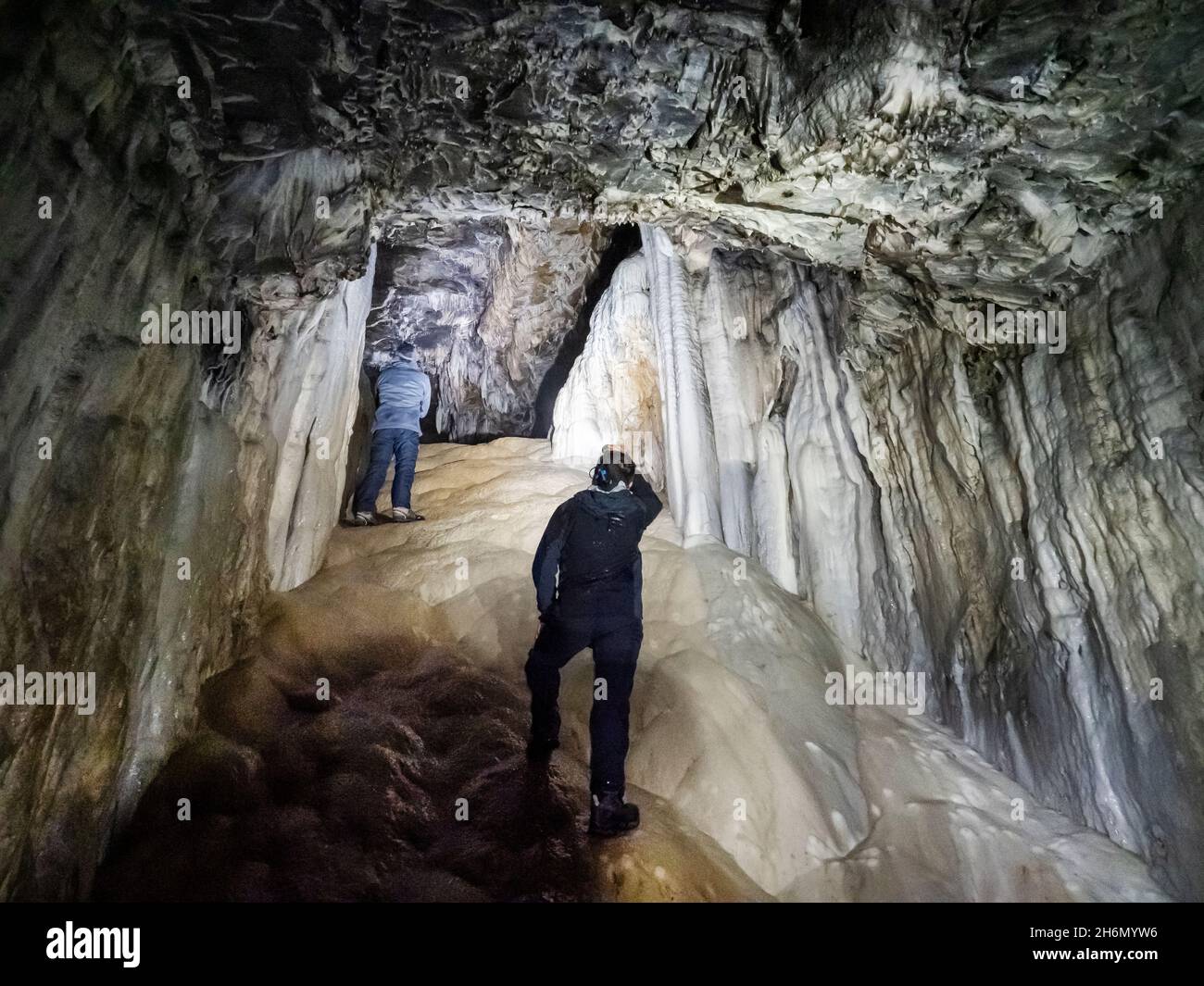 Exploring the Spar Cave near Elgol, Isle of Skye, Scotland, UK Stock ...