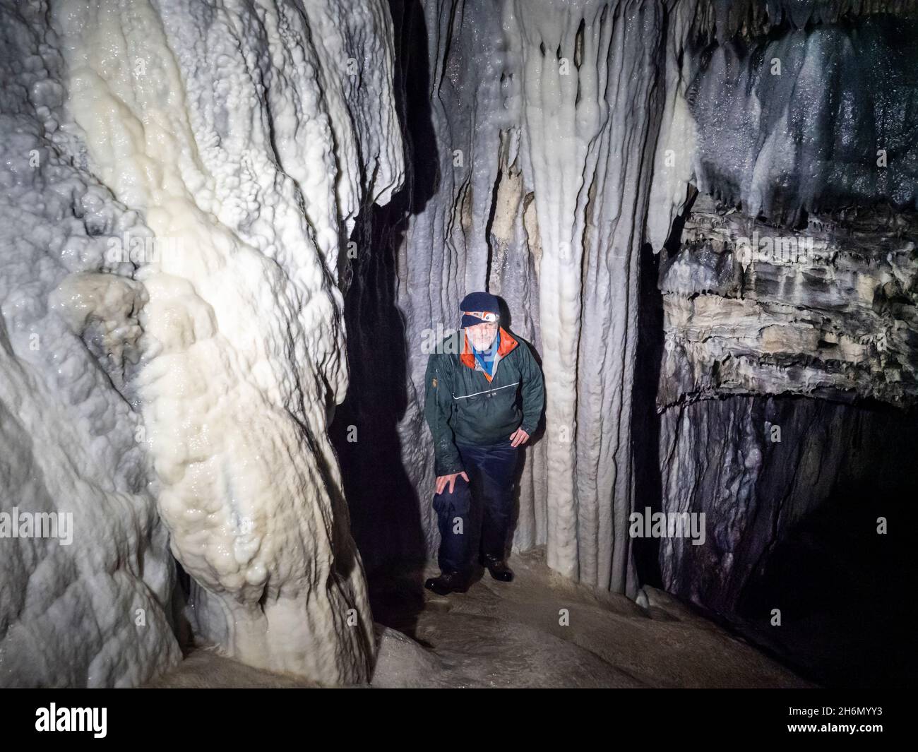 Exploring the Spar Cave near Elgol, Isle of Skye, Scotland, UK Stock ...