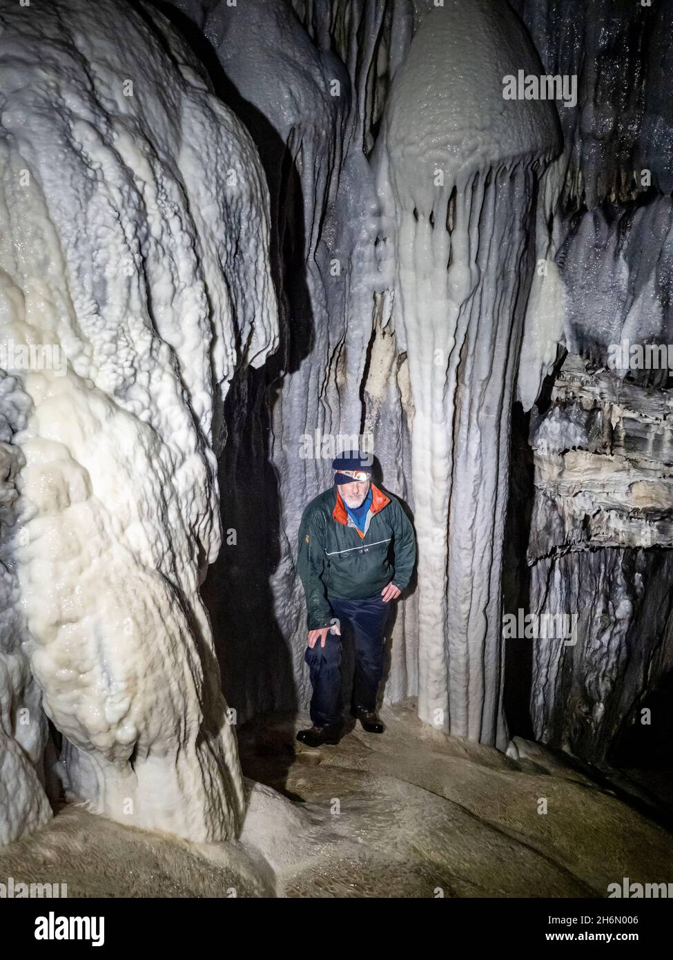 Exploring the Spar Cave near Elgol, Isle of Skye, Scotland, UK Stock ...