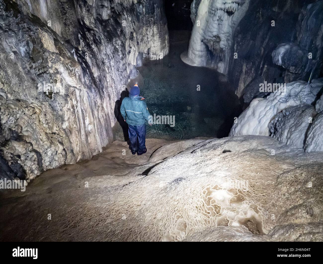 Exploring the Spar Cave near Elgol, Isle of Skye, Scotland, UK Stock ...