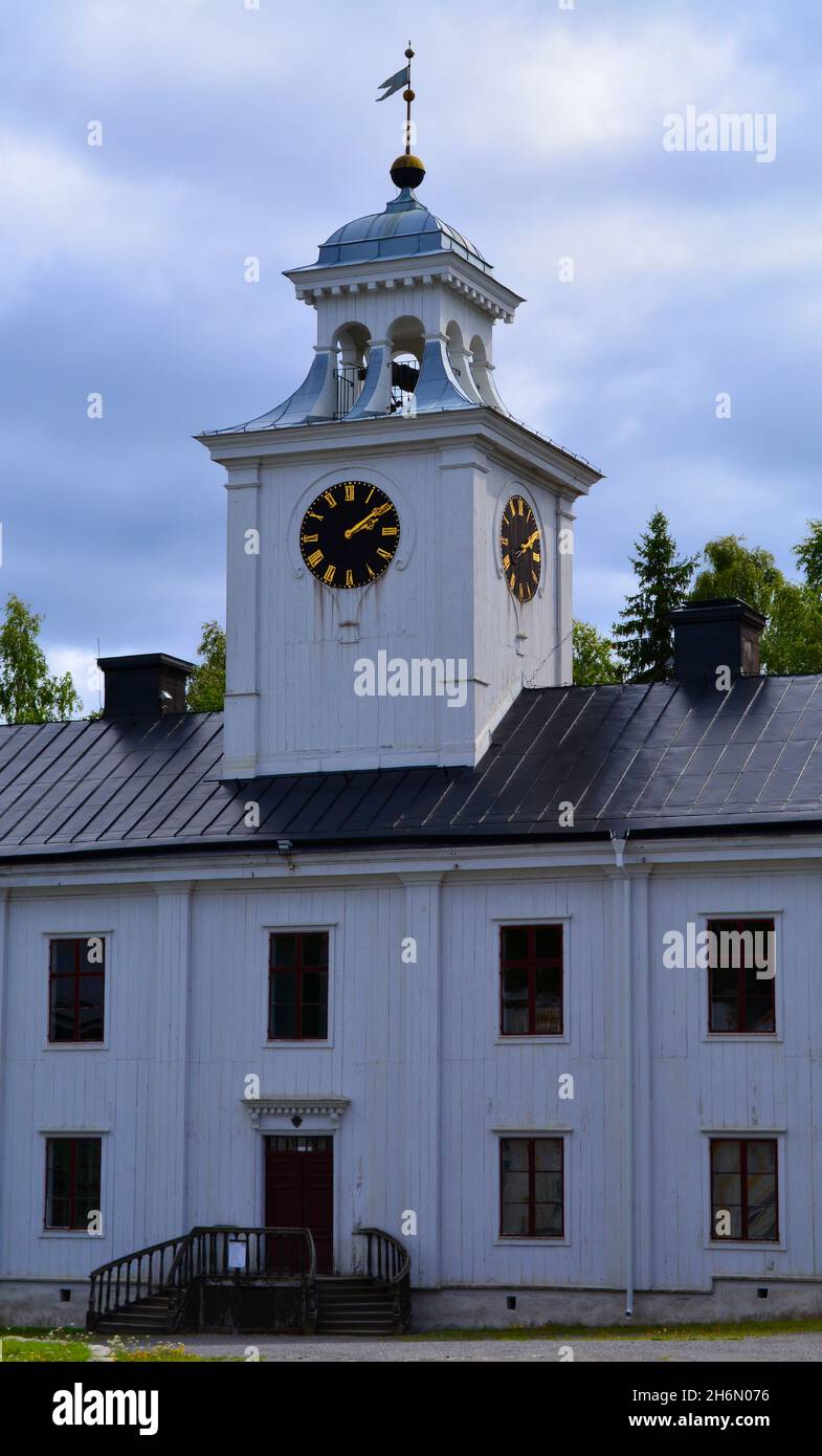 Vertical shot of an old Swedish building with a clock Stock Photo - Alamy