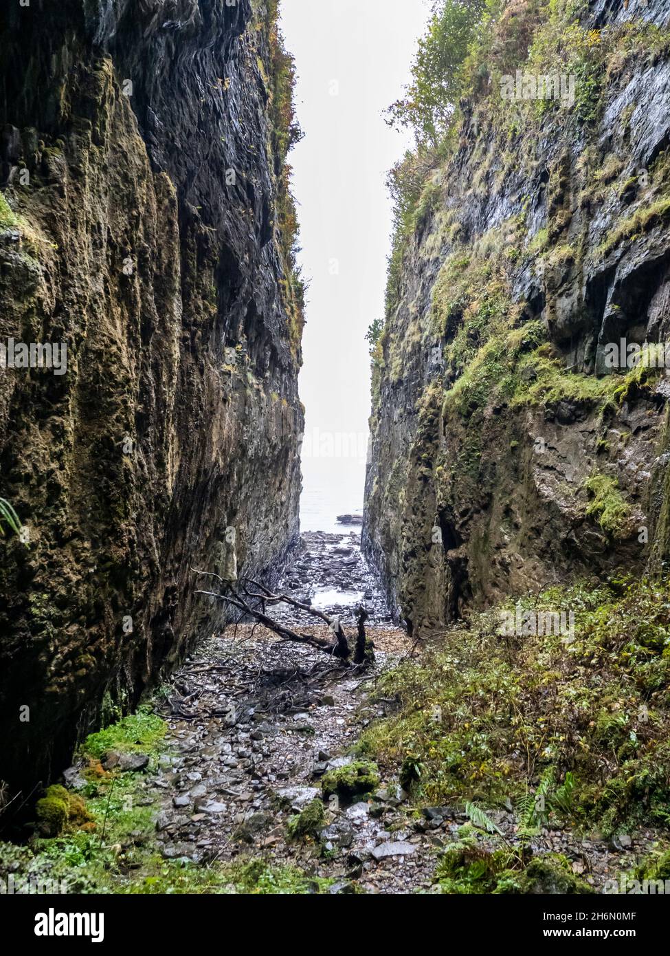 Looking out from the entrance of the Spar Cave near Elgol, Isle of Skye ...