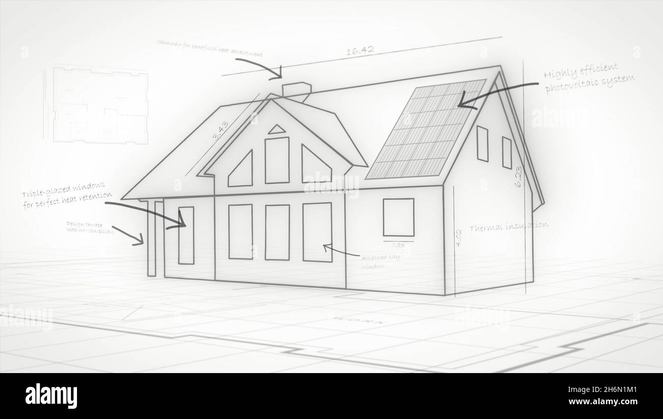 Digital illustration of a home construction design Stock Photo - Alamy