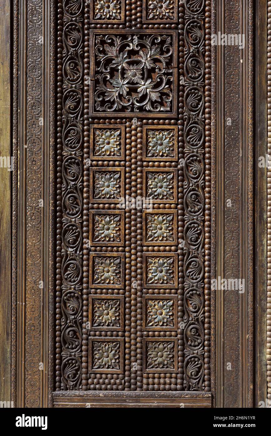 Beautiful wood carving, handmade door in muslim oriental style Stock ...
