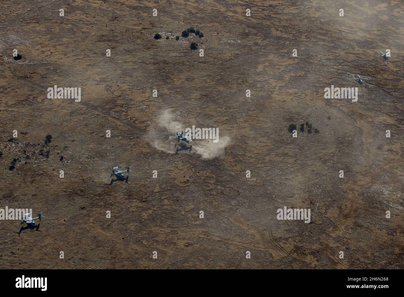 Three MV-22B Ospreys assigned to Marine Medium Tiltrotor Squadron (VMM ...