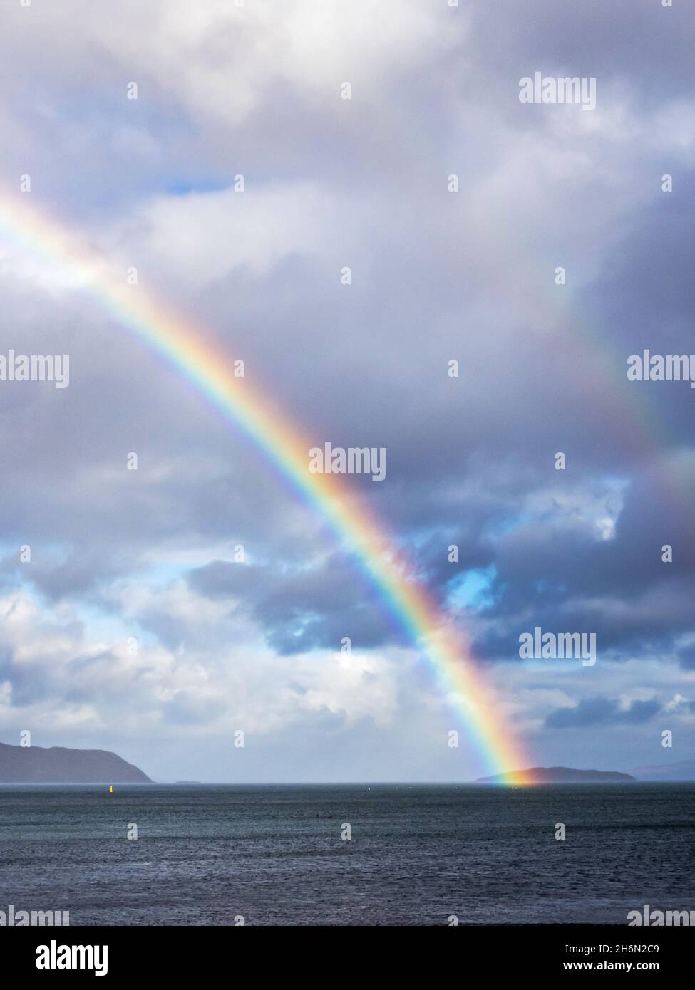 A double rainbow from Broadford on the Isle of Skye, Scotland, UK Stock ...