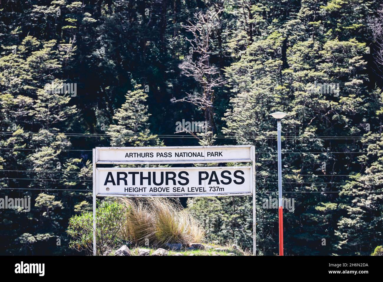 Arthurs Pass Sign Stock Photo - Alamy