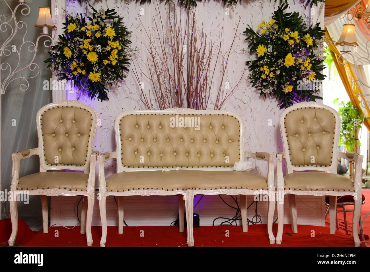 decorated pelaminan or bridal dais, in wedding venue Stock Photo - Alamy