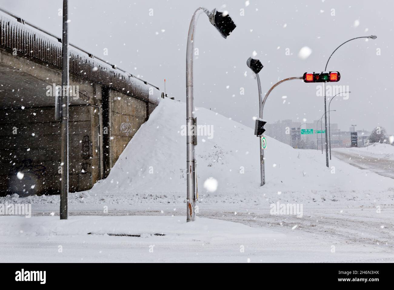 Road signs in snow junction hi-res stock photography and images - Alamy