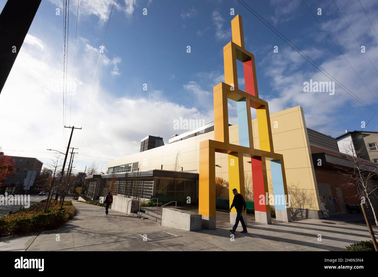 Modern facade of the new Link Light Rail Roosevelt Station in Seattle ...
