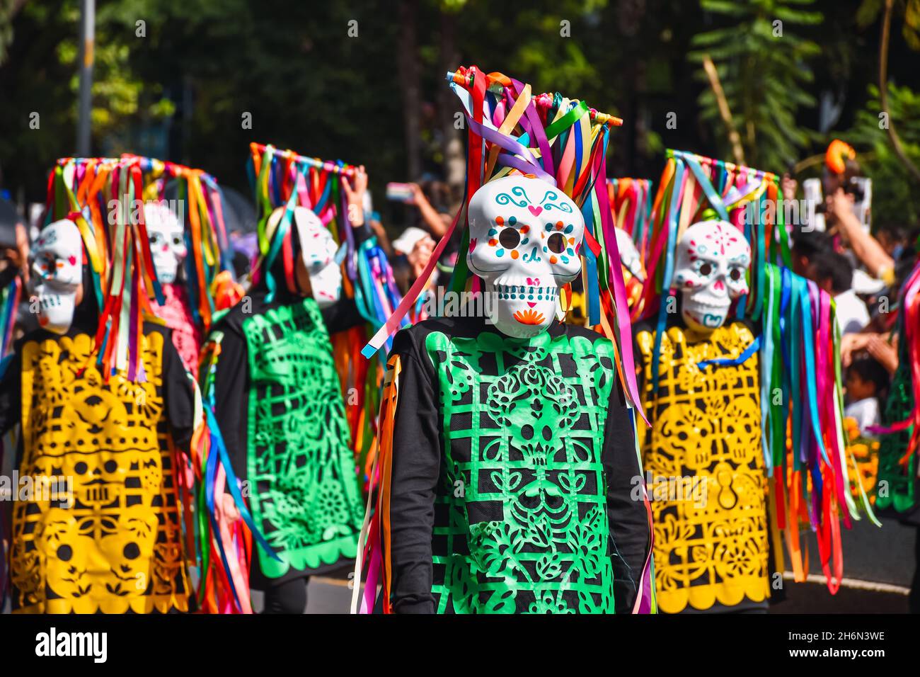 Mexico City, Mexico ; October 31 2021: Day of the dead parade in Mexico ...