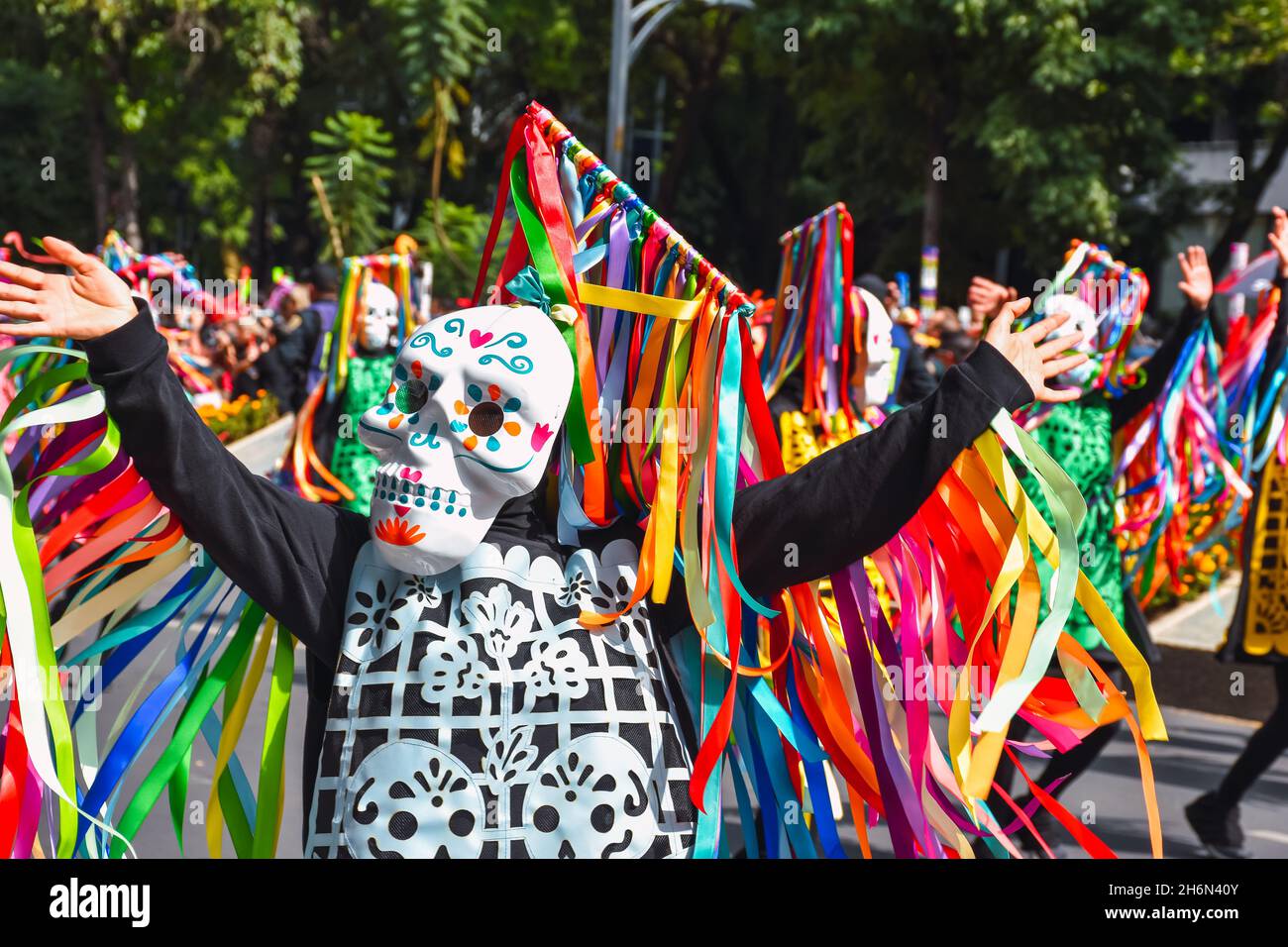 Mexico City, Mexico ; October 31 2021: Day of the dead parade in Mexico ...