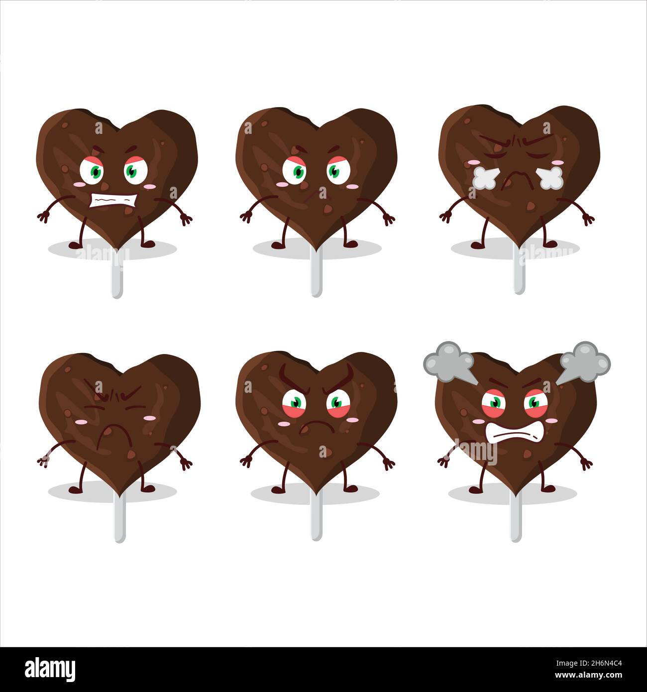 Love Cookies Chocolate Candy Cartoon Character With Various Angry