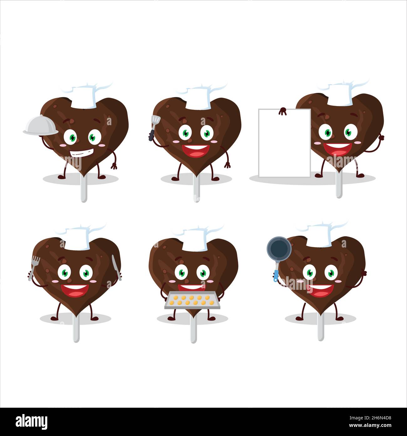 Cartoon Character Of Love Cookies Chocolate Candy With Various Chef