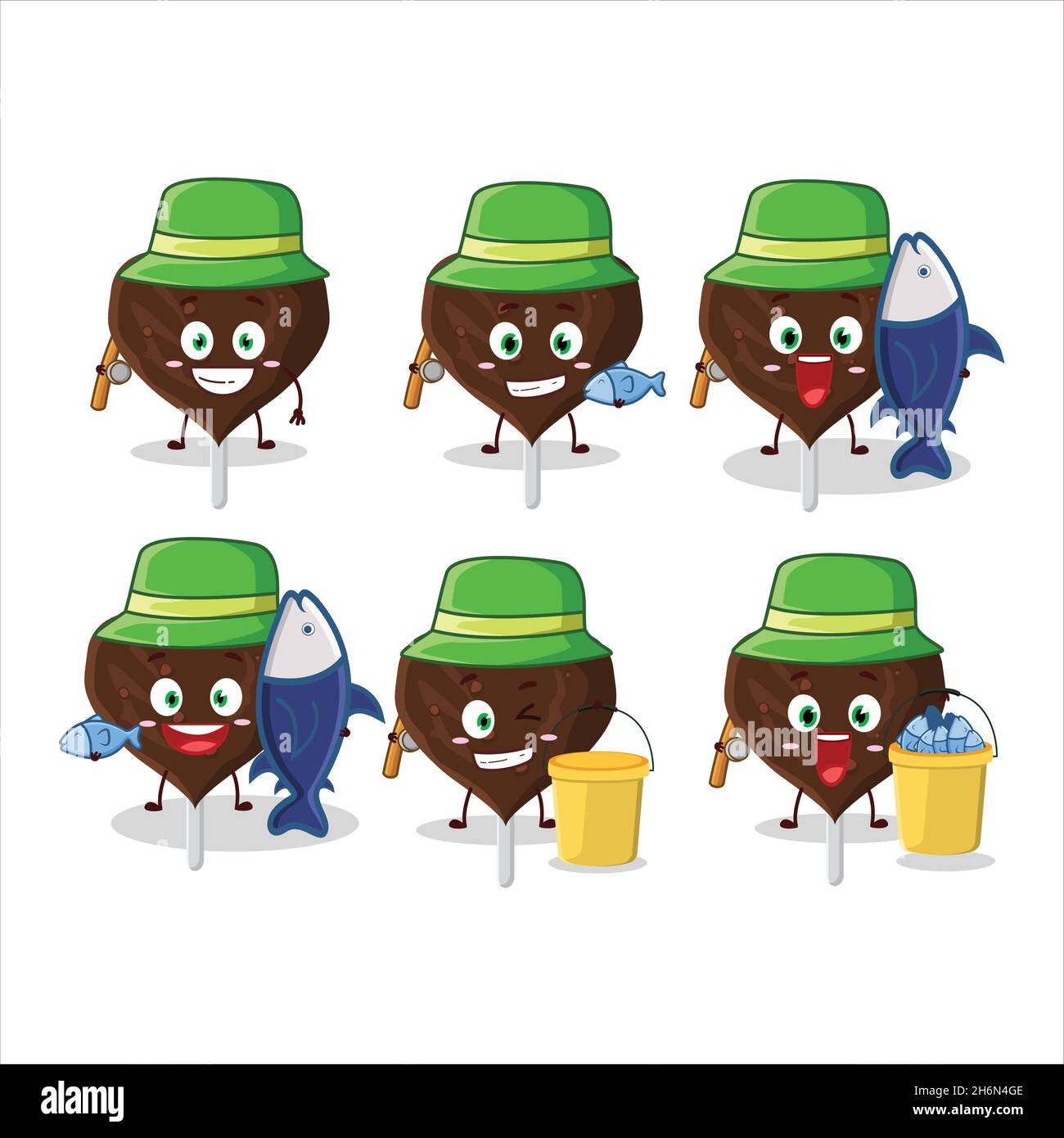 A fisherman love cookies chocolate candy cartoon picture catch a big ...
