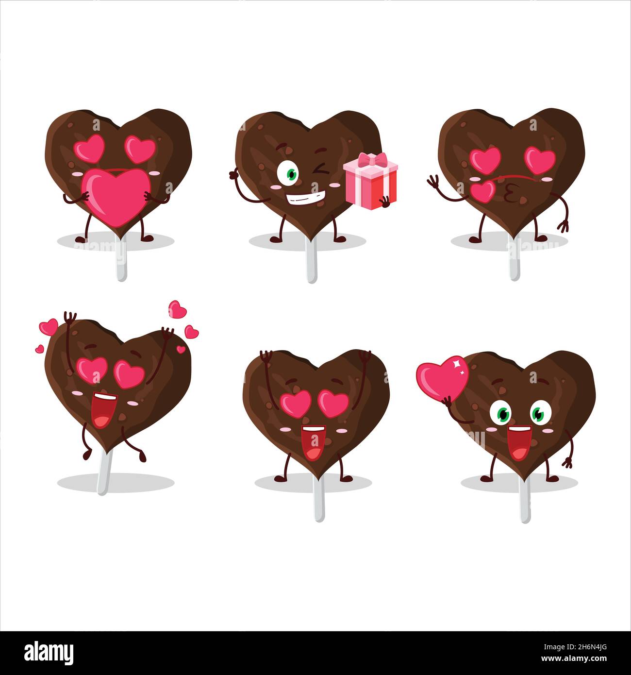 Love Cookies Chocolate Candy Cartoon Character With Love Cute Emoticon