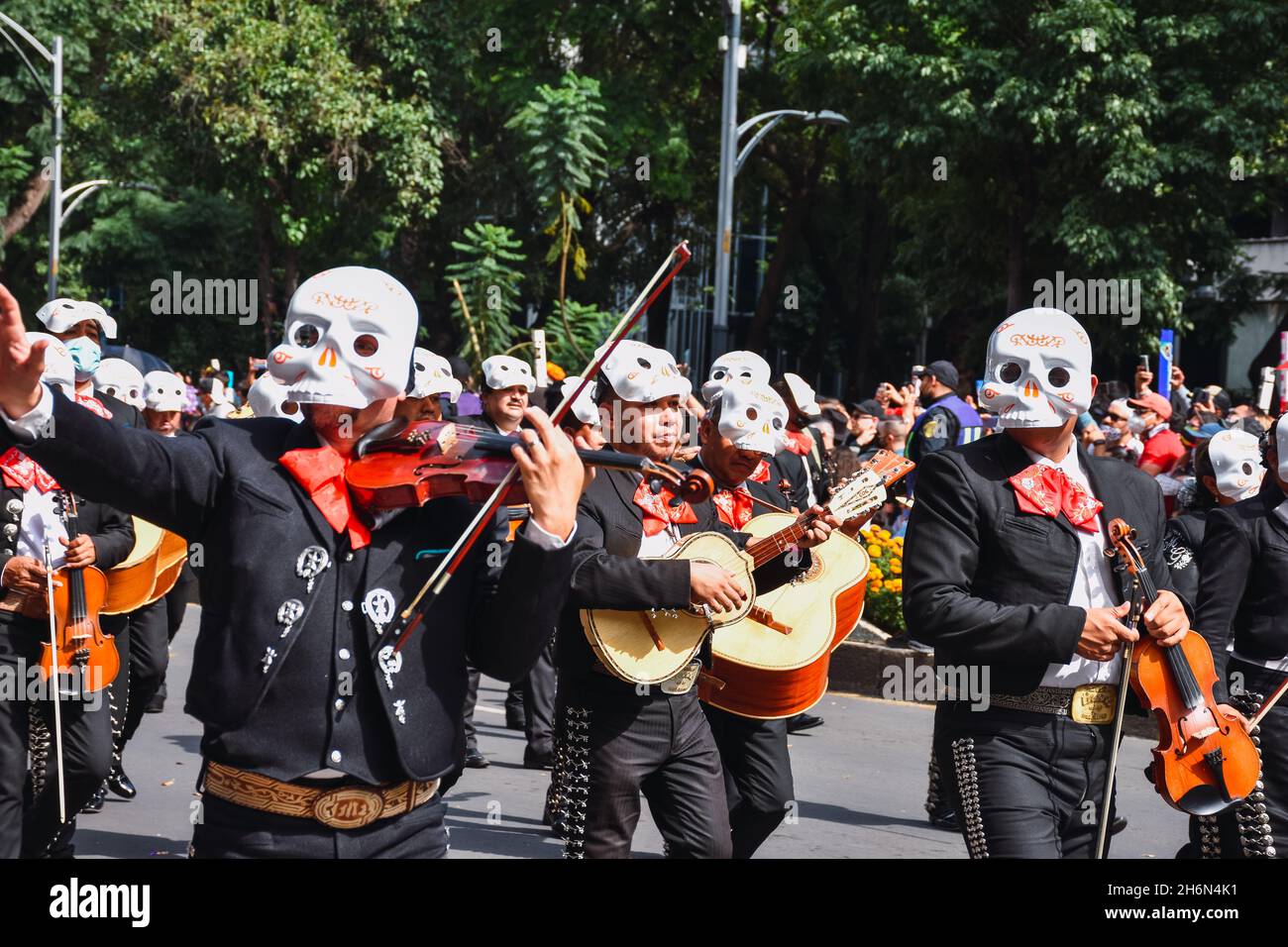 Mexico City, Mexico ; October 31 2021: Day of the dead parade in Mexico ...
