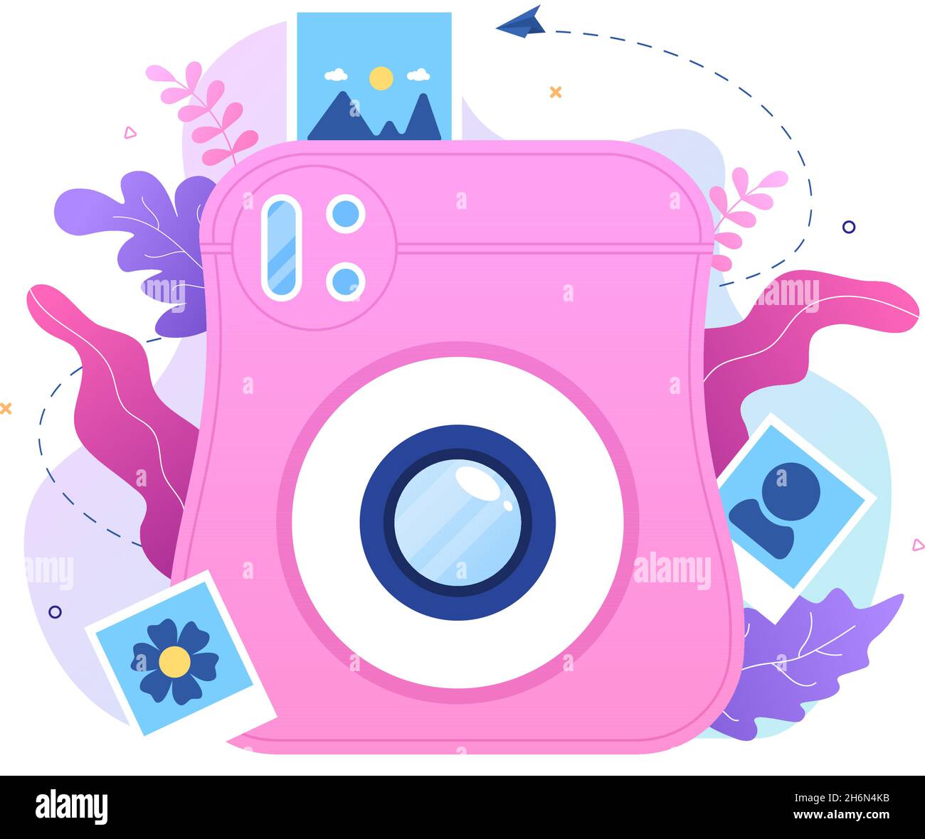 Photographer Flat Design Background with Camera, Digital Film Equipment ...