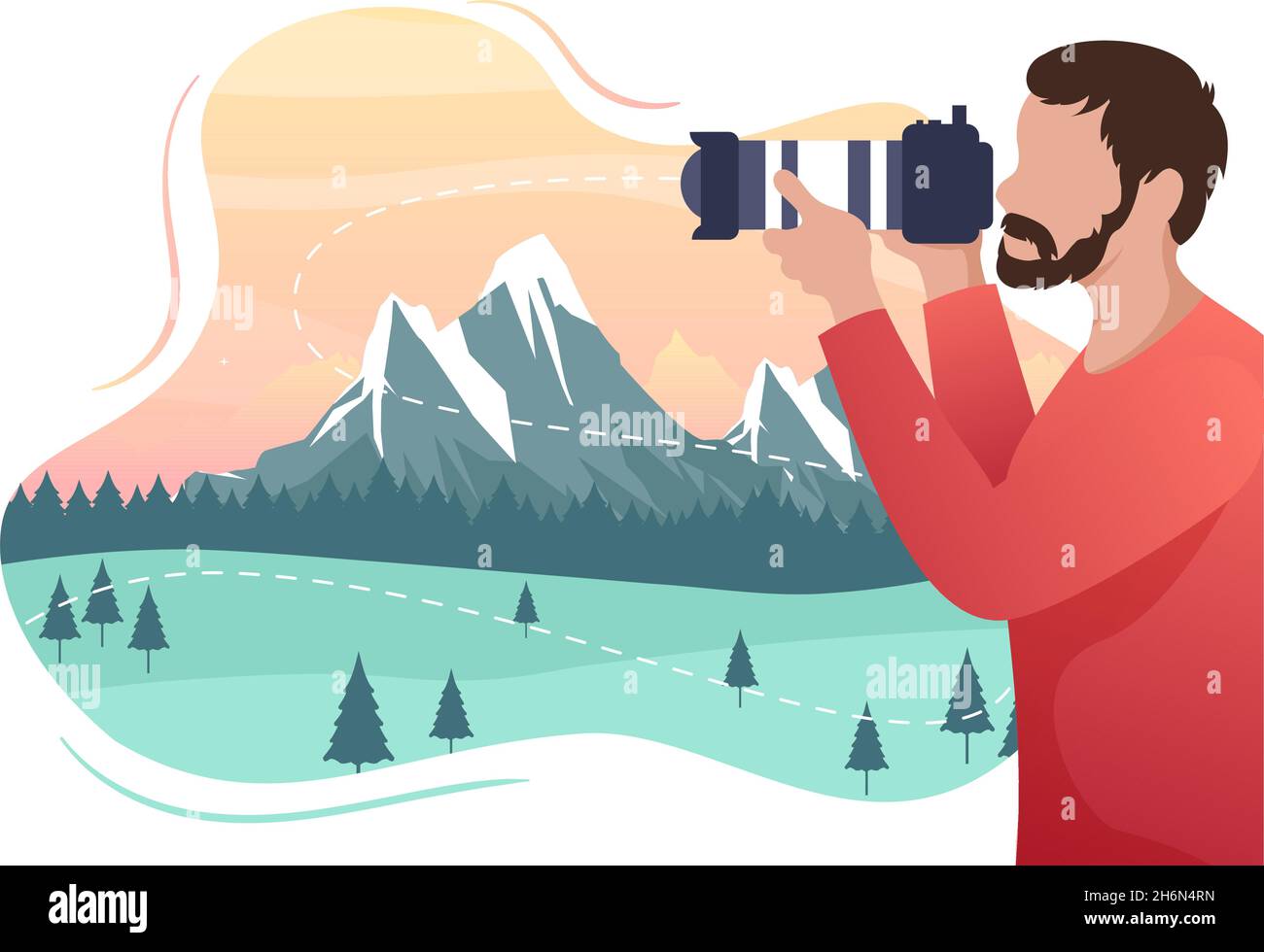 Photographer Flat Design with Professional Camera to Photo the ...