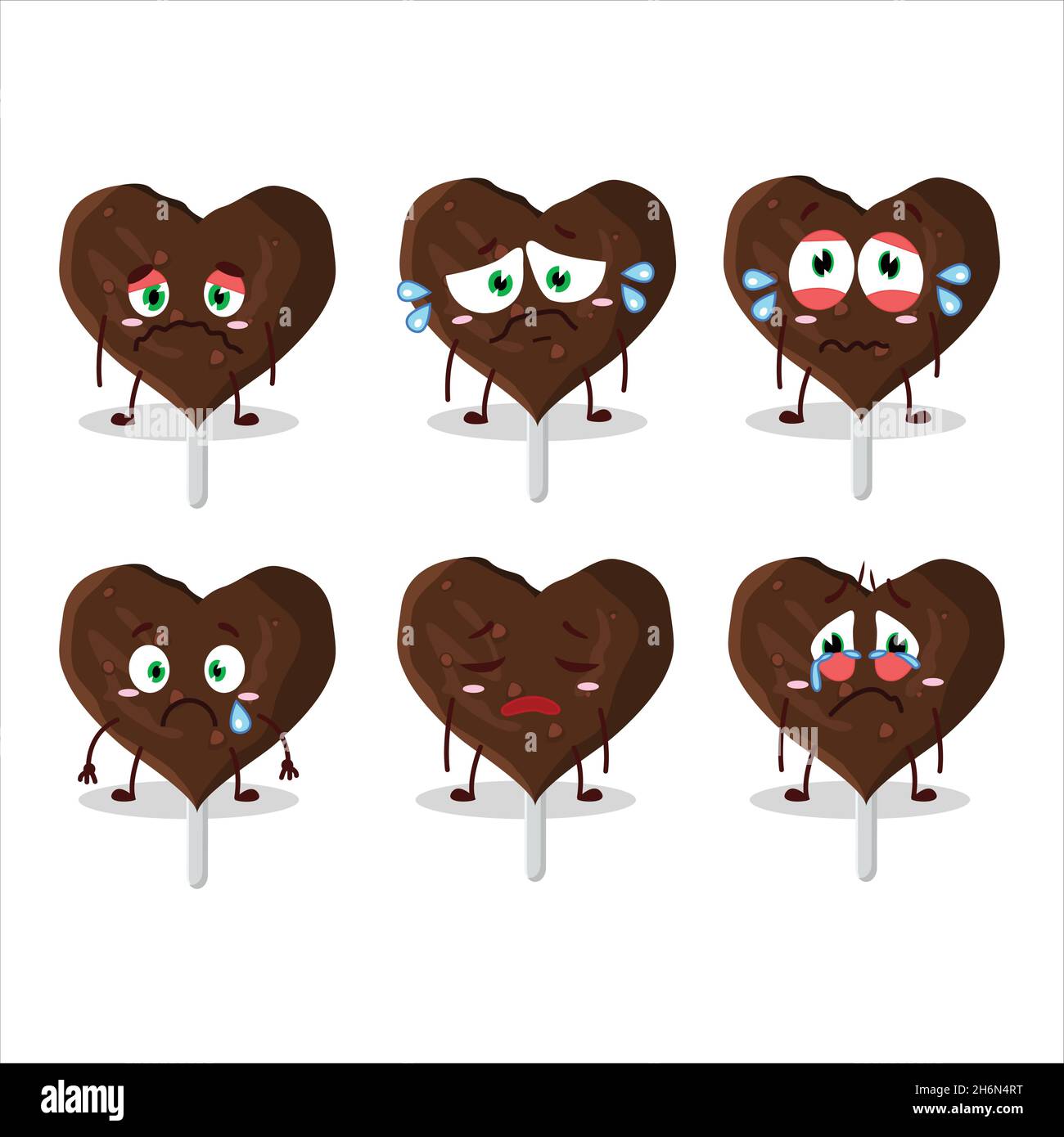 Love cookies chocolate candy cartoon character with sad expression ...