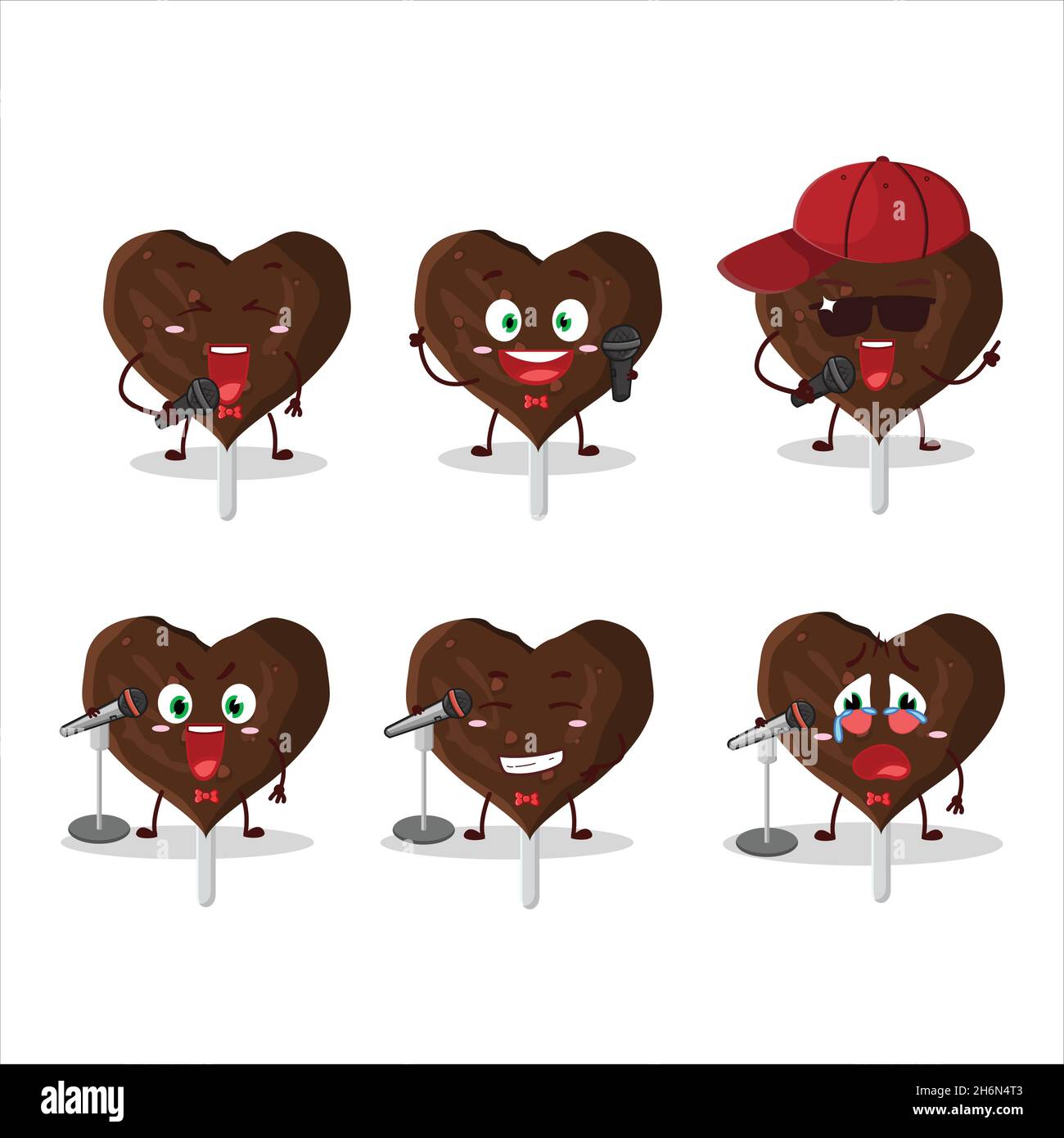 A Cute Cartoon design concept of love cookies chocolate candy singing a ...