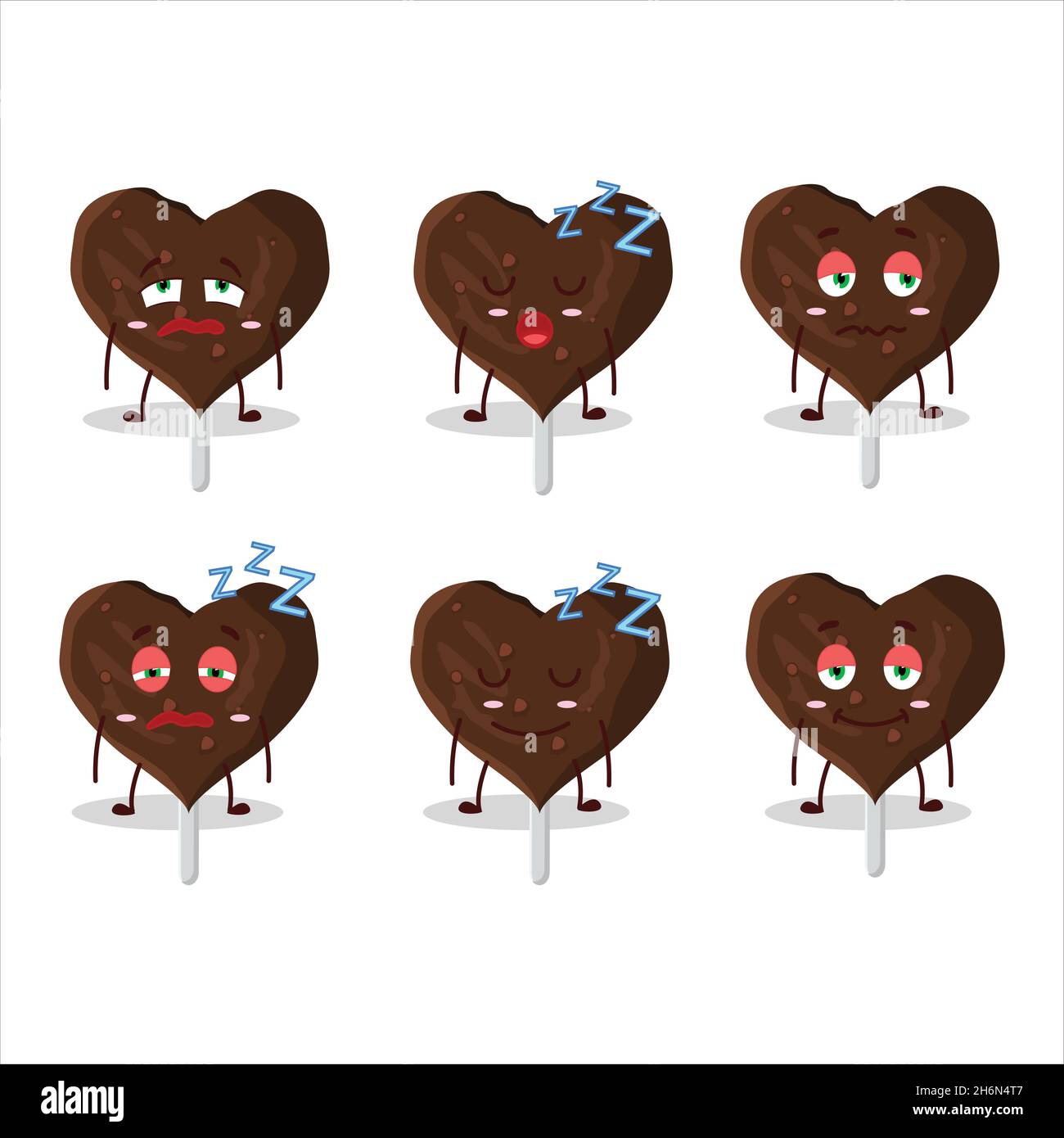 Cartoon character of love cookies chocolate candy with sleepy ...