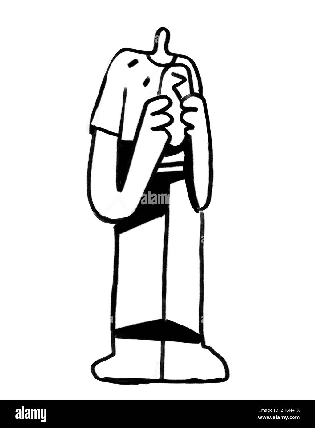 Beautiful character in thick line holds straight and in foot holds in ...