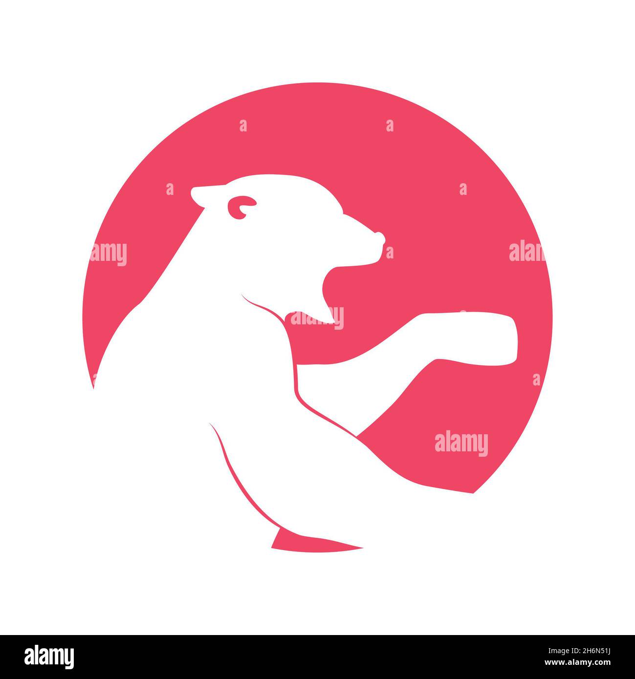 Elegant bear profile red avatar icon with round silhouette, minimalist ...